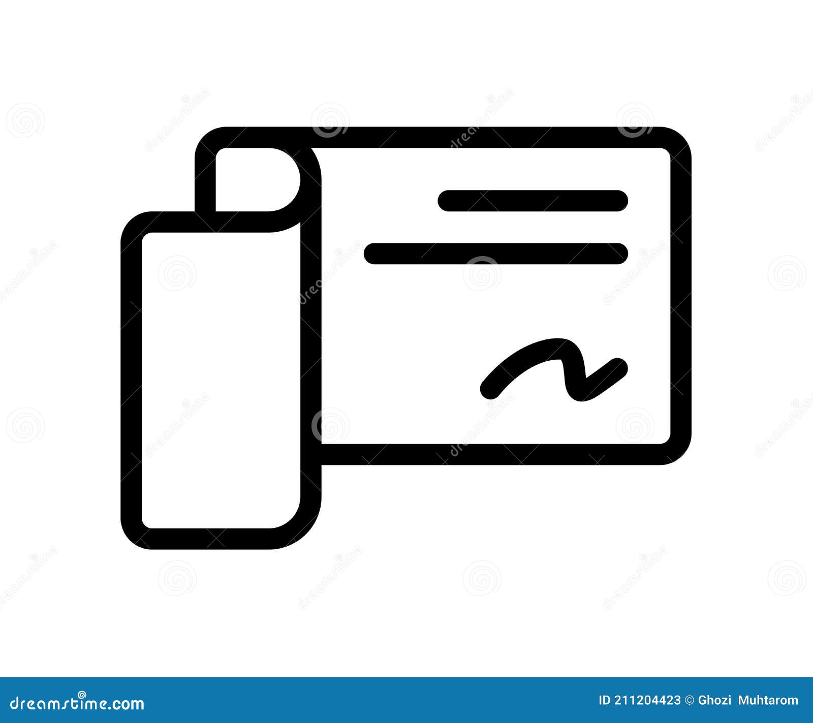 Cheque Bill Invoice Single Isolated Icon with Outline Line Style Stock ...