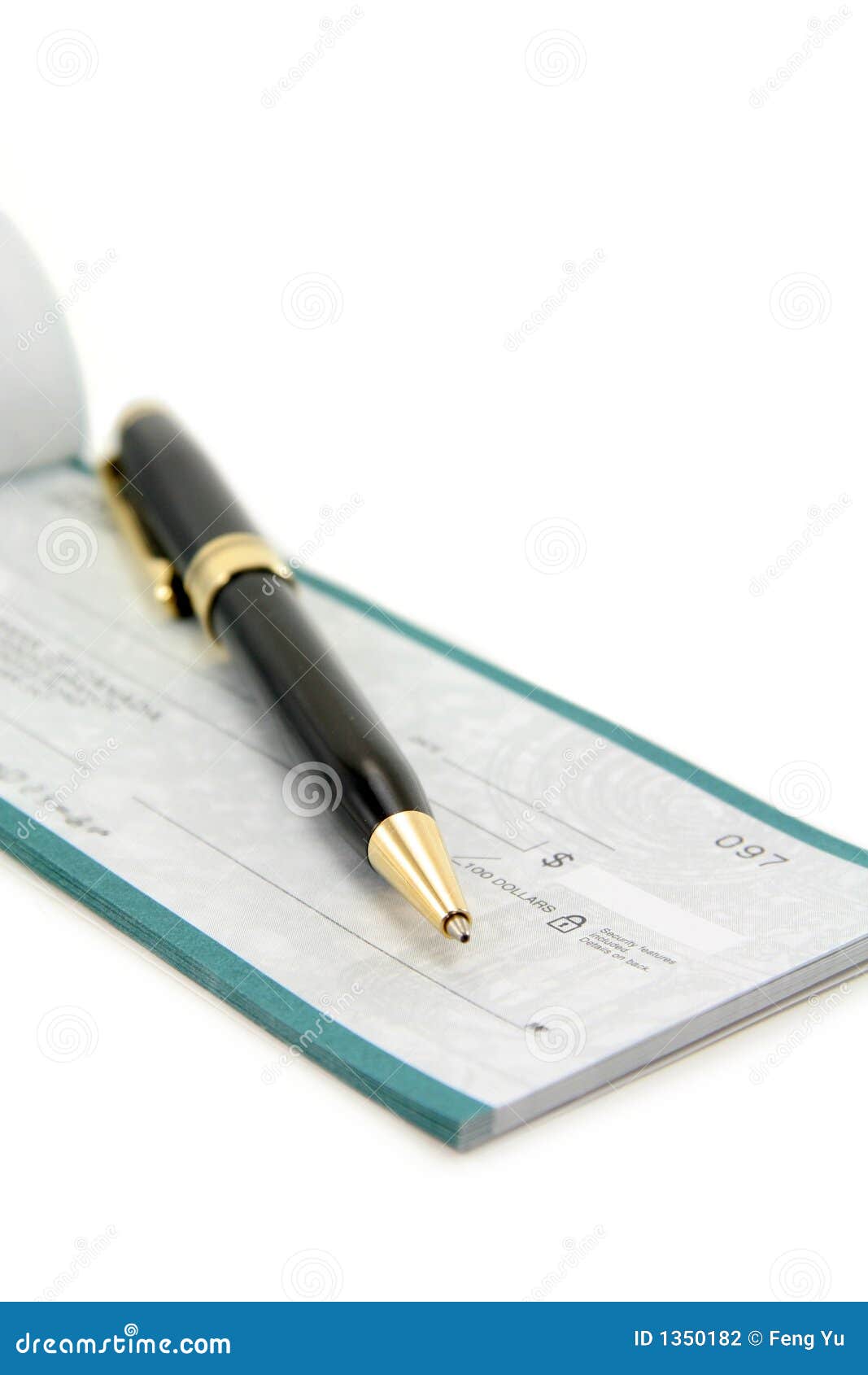 Cheque com pena foto de stock. Imagem de pagamento, dinheiro - 1350182