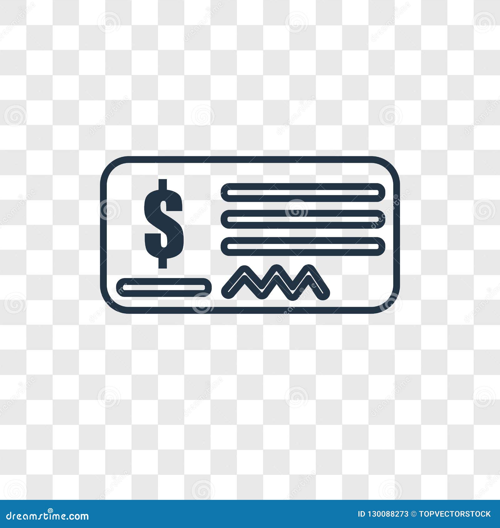 Cheque Concept Vector Linear Icon Isolated on Transparent Background ...