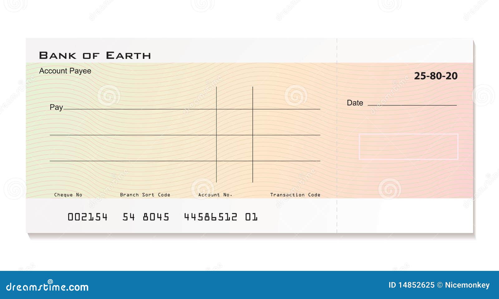 Cheque do banco ilustração do vetor. Ilustração de débito - 14852625