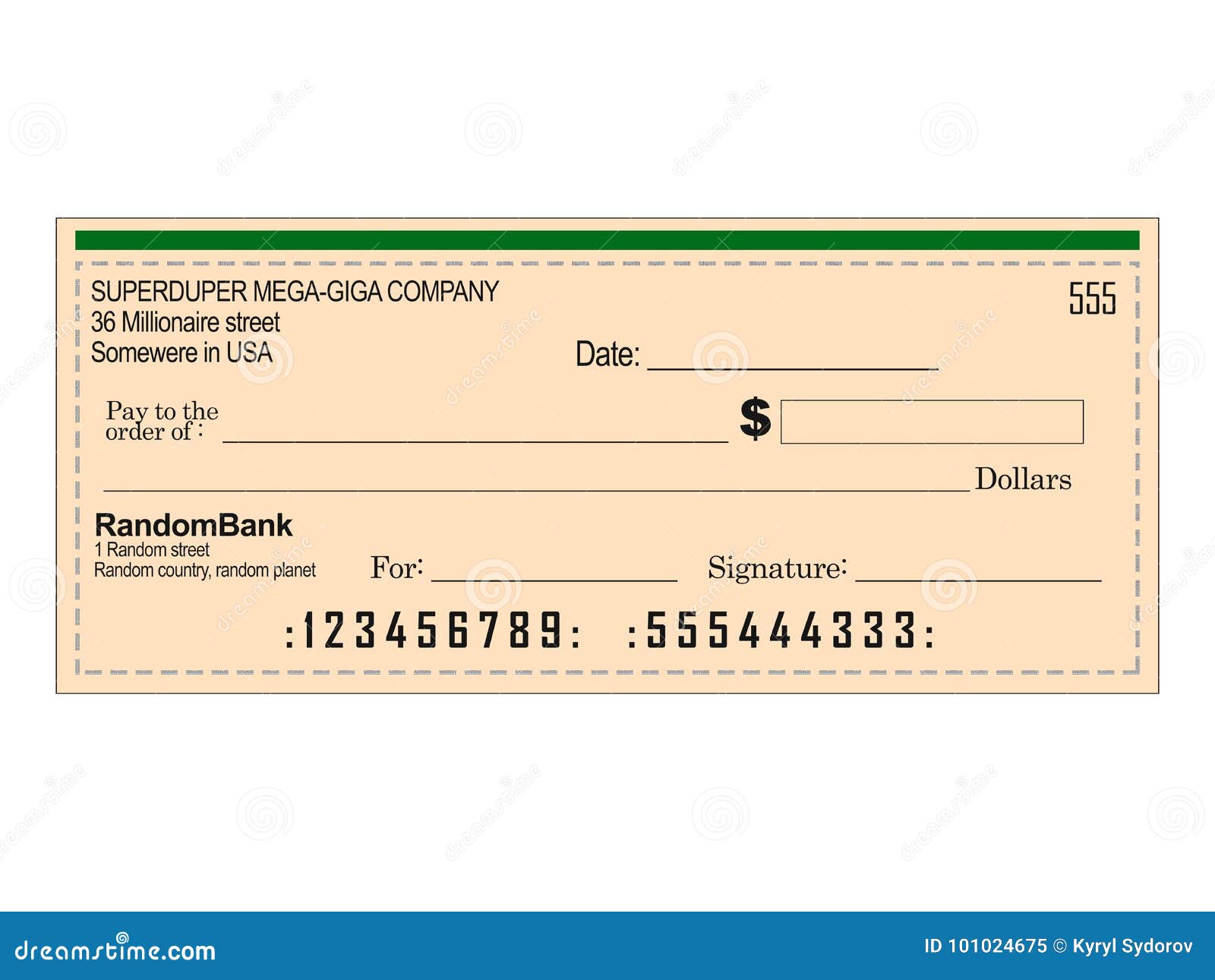 Cheque en blanco del banco imagen de archivo. Ilustración de dinero ...