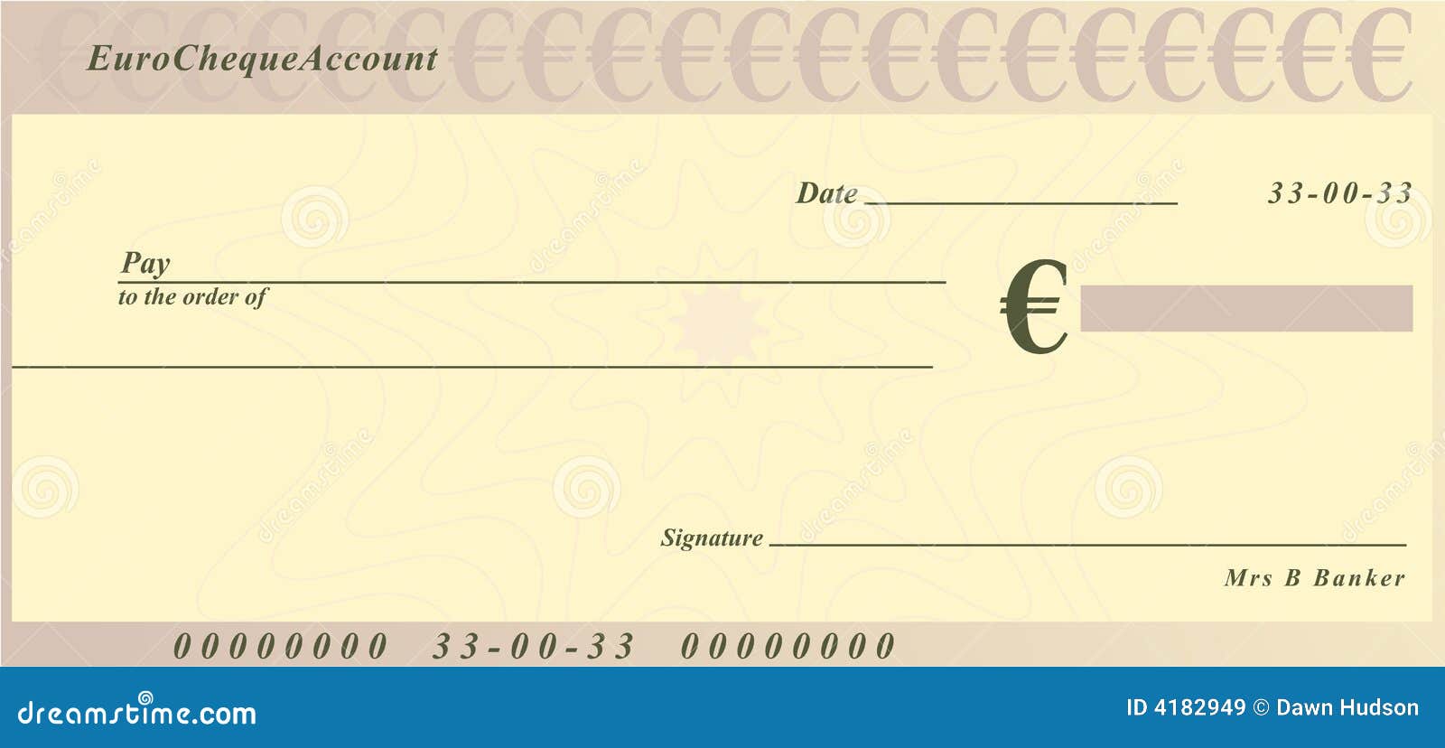 Cheque Euro Imágenes de archivo libres de regalías - Imagen: 4182949