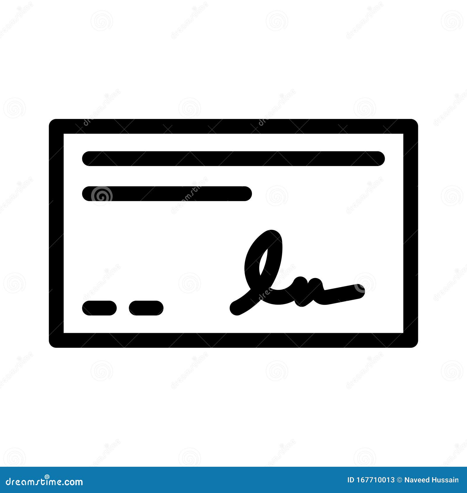 Cheque Vector Thin Line Icon Stock Illustration - Illustration of ...