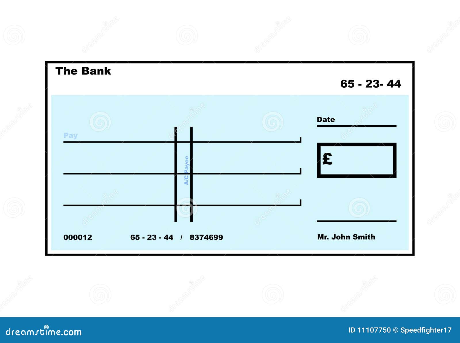 Cheque inglés en blanco stock de ilustración. Ilustración de fondo ...