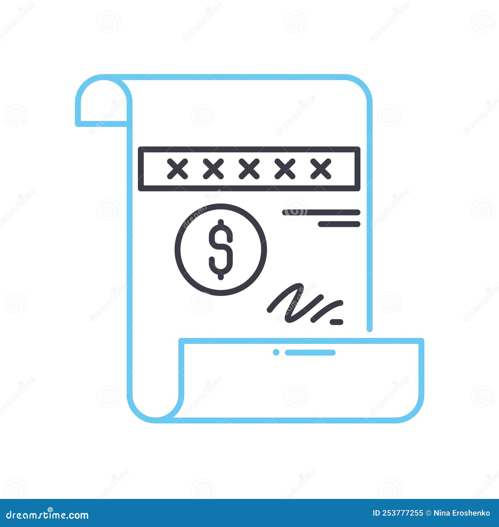 Cheque Line Icon, Outline Symbol, Vector Illustration, Concept Sign ...