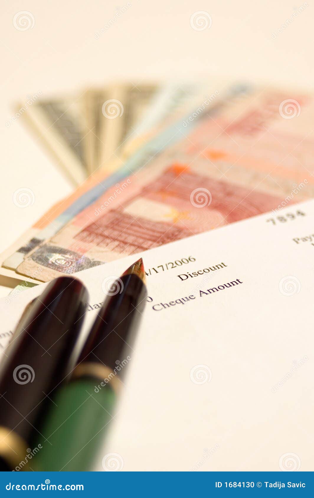 Cheque, money, pen stock photo. Image of write, bill, currency - 1684130