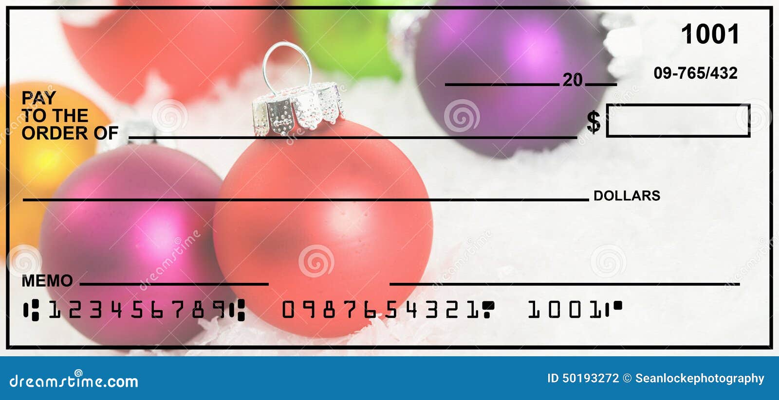 Cheque Personal En Blanco Para La Navidad Foto de archivo - Imagen de ...
