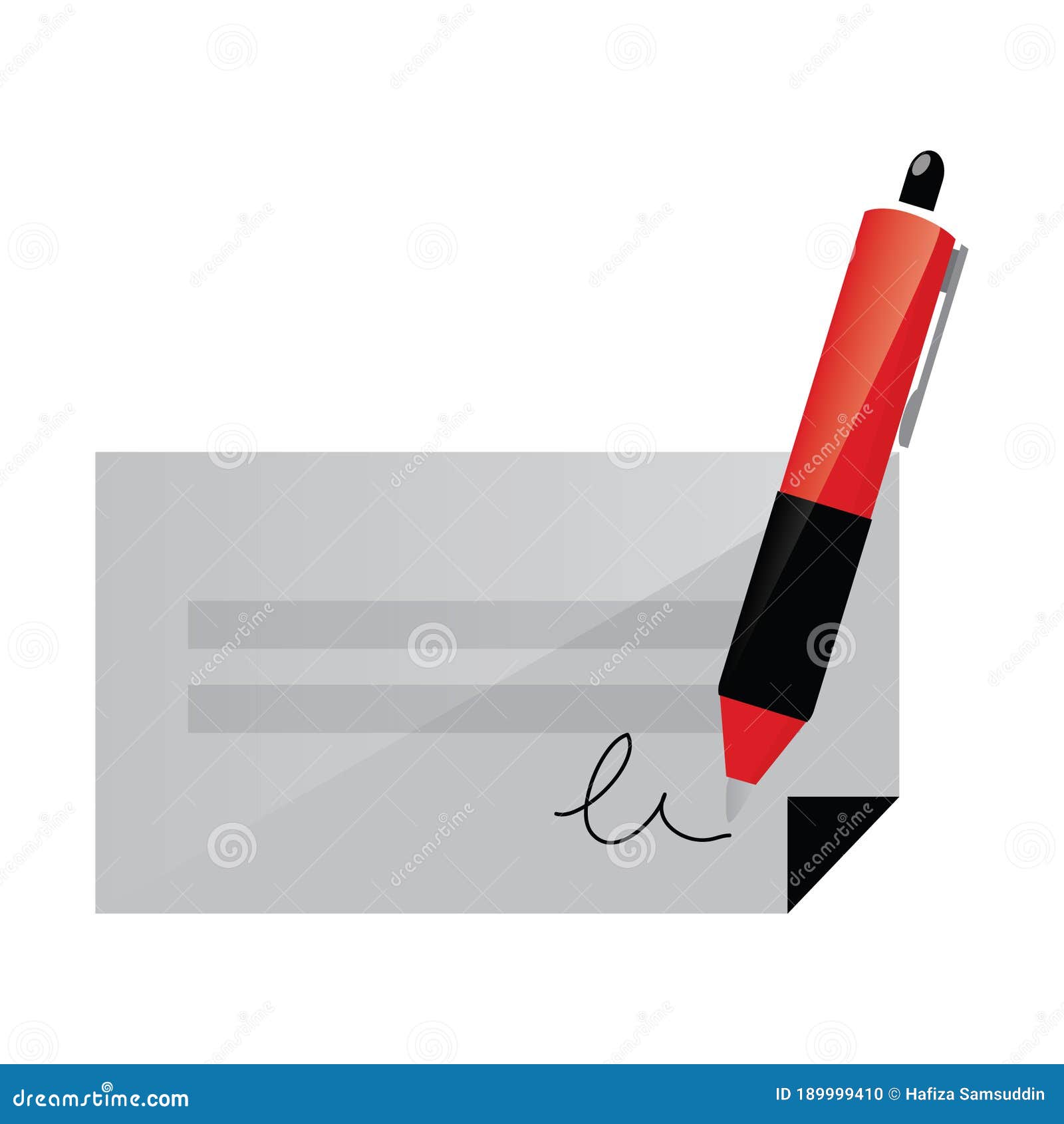 Cheque and Signature. Vector Illustration Decorative Design Stock ...