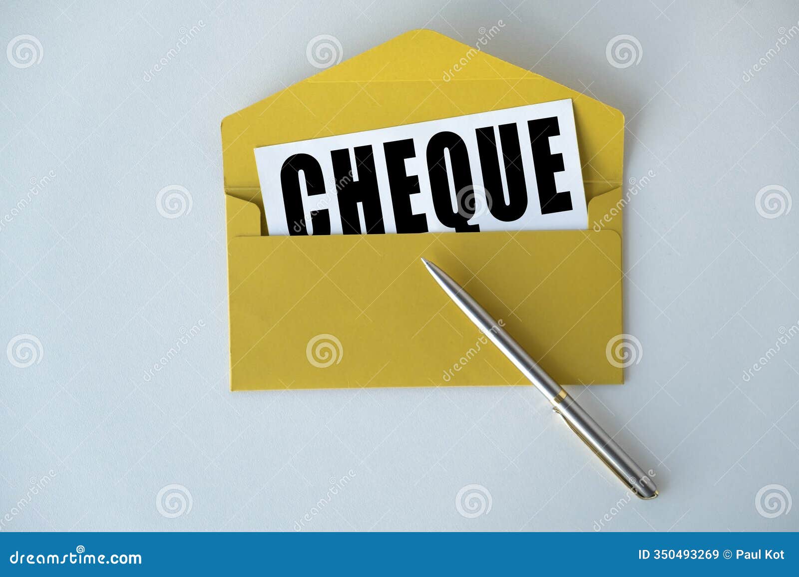 Cheque, Text Written in Yellow Font Stock Illustration - Illustration ...