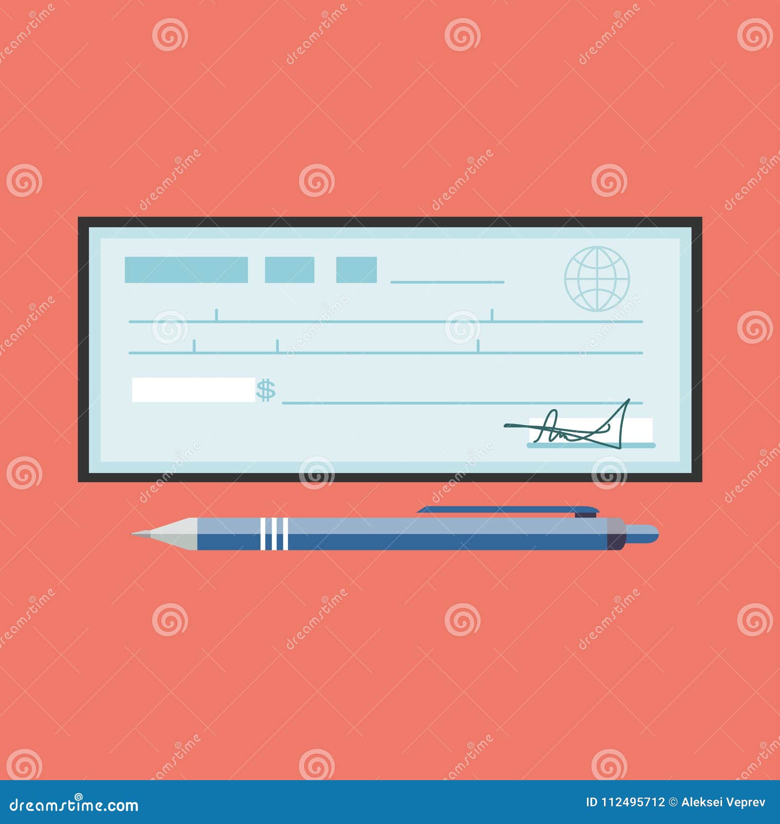 Cheque Vector Illustration. Cheque Icon in Flat Style Stock Vector ...