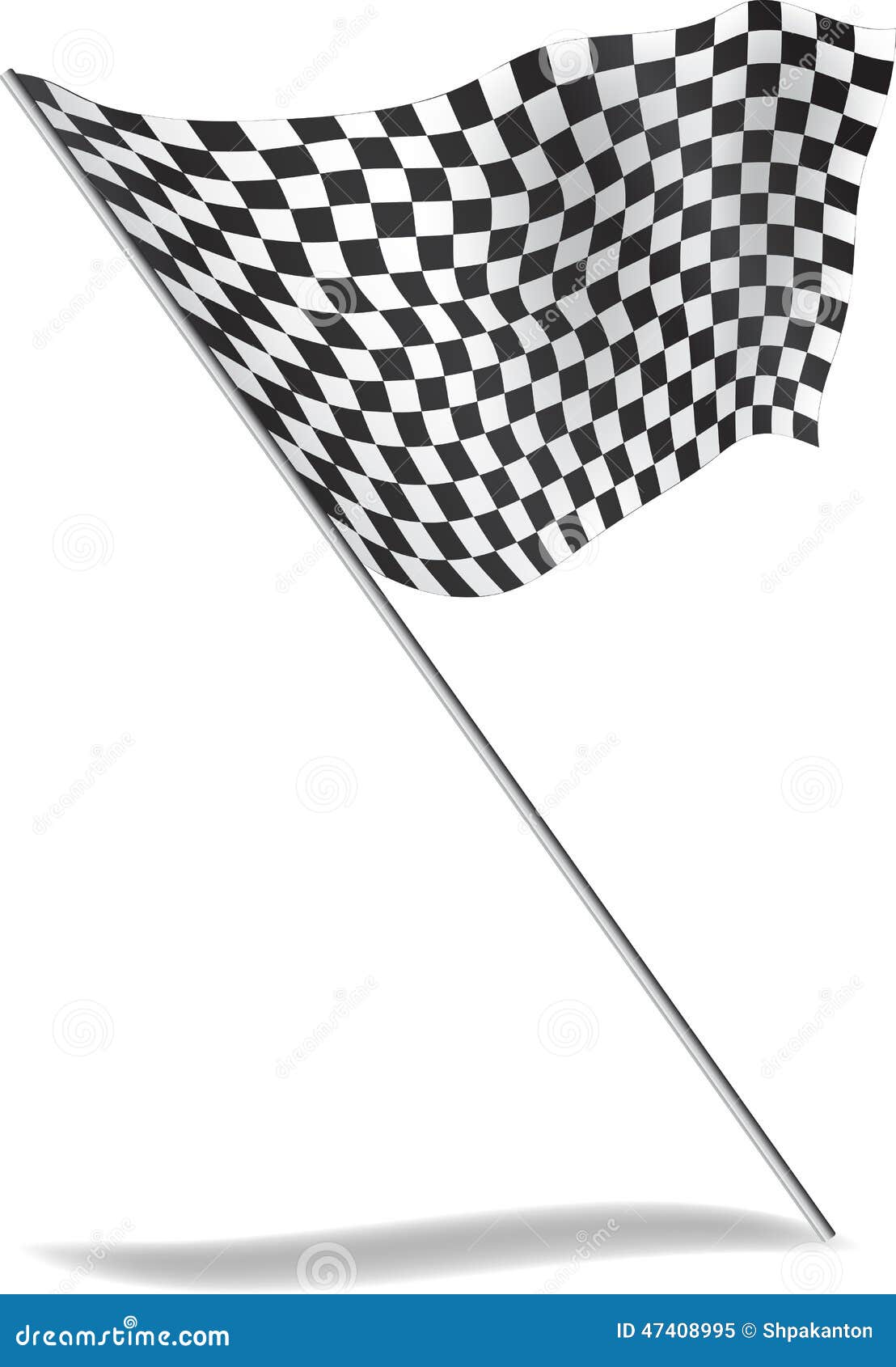 Chequered Flag Flying with Shadow. Stock Illustration - Illustration of ...