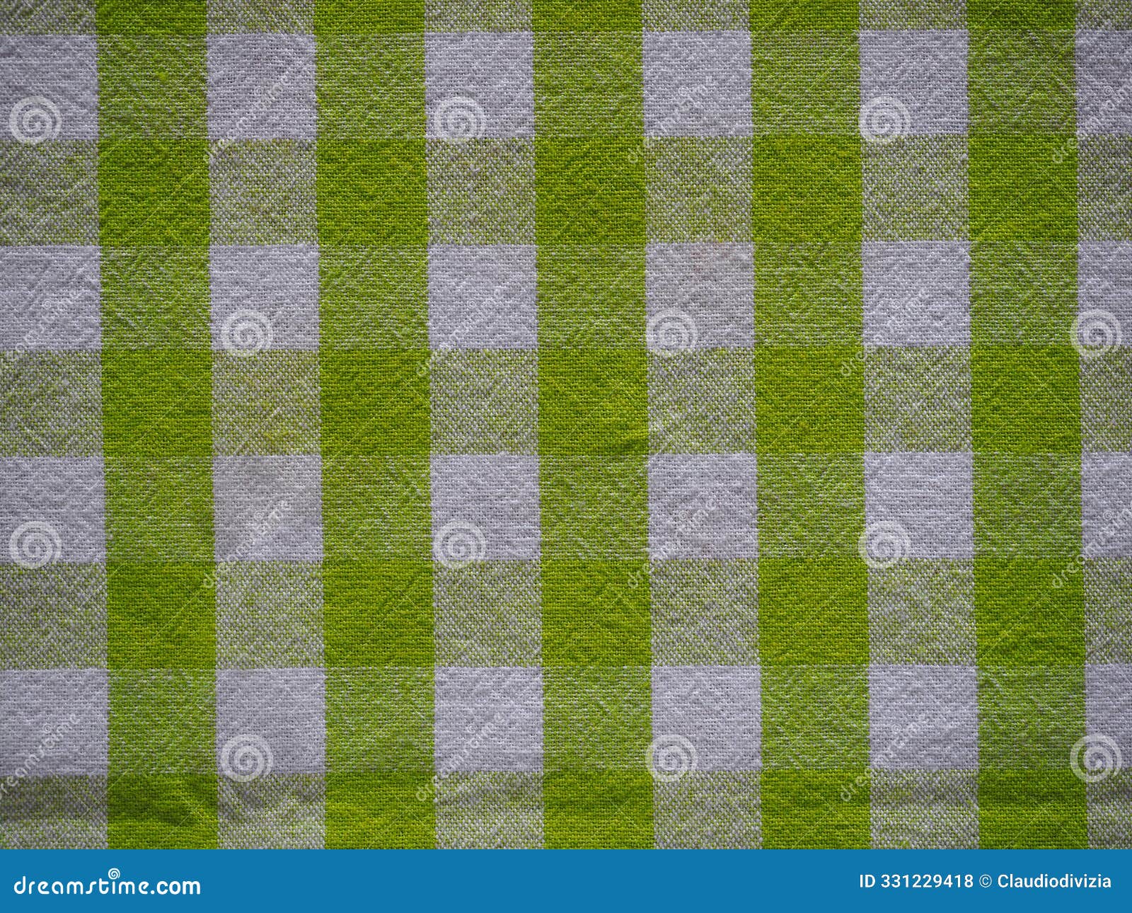 Chequered Green and White Tablecloth Fabric Texture Background Stock ...