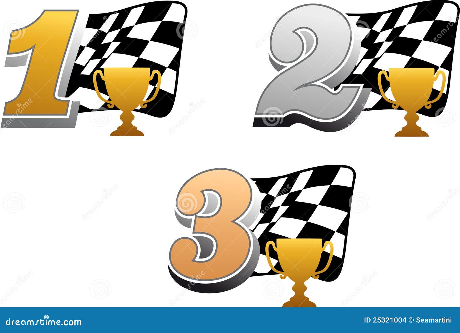 Chequered Racing Flag With Trophy Stock Images - Image: 25321004