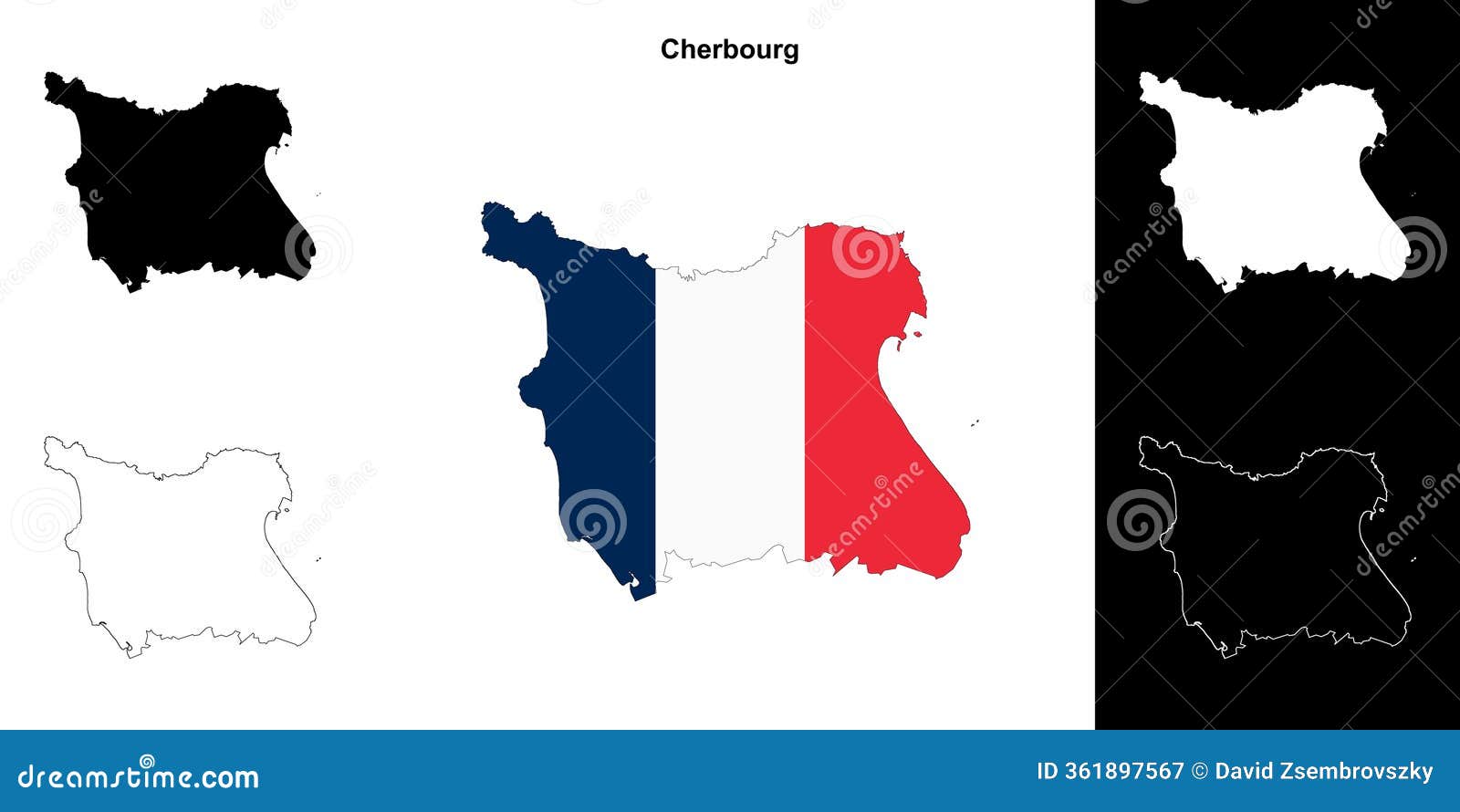 Cherbourg outline map stock illustration. Illustration of boundaries ...