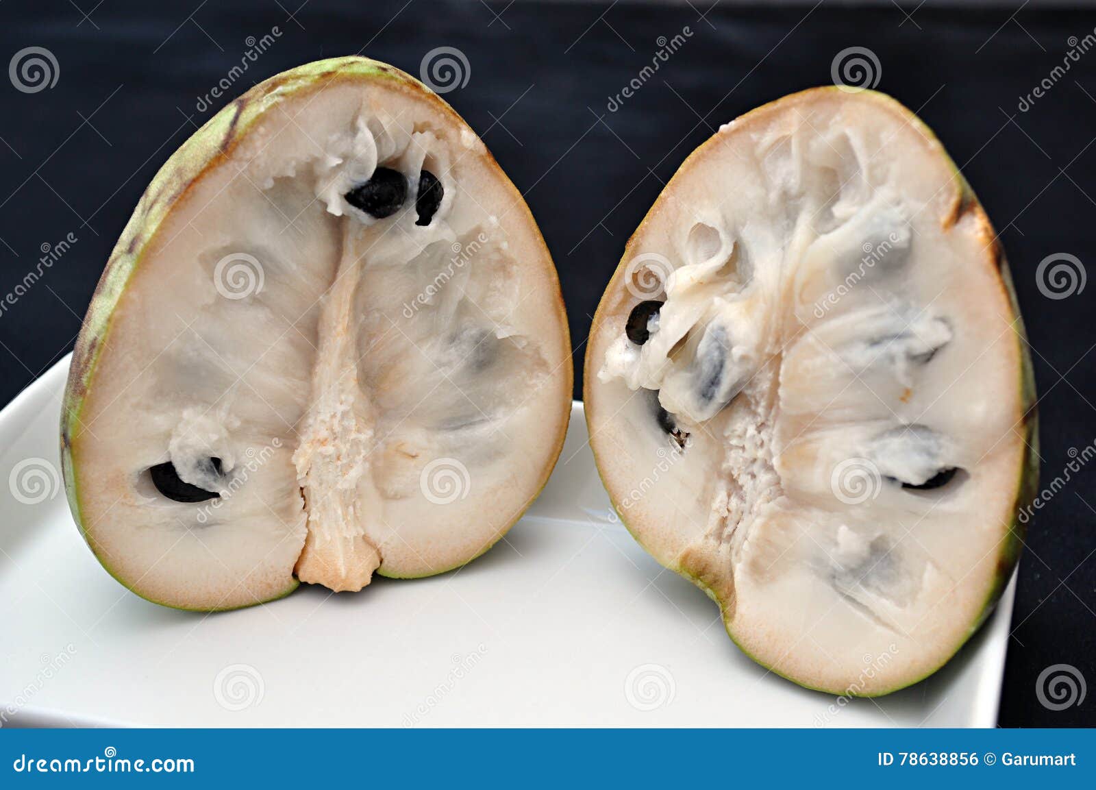 Cherimoya fruit on tray stock photo. Image of fruit, closeup - 78638856