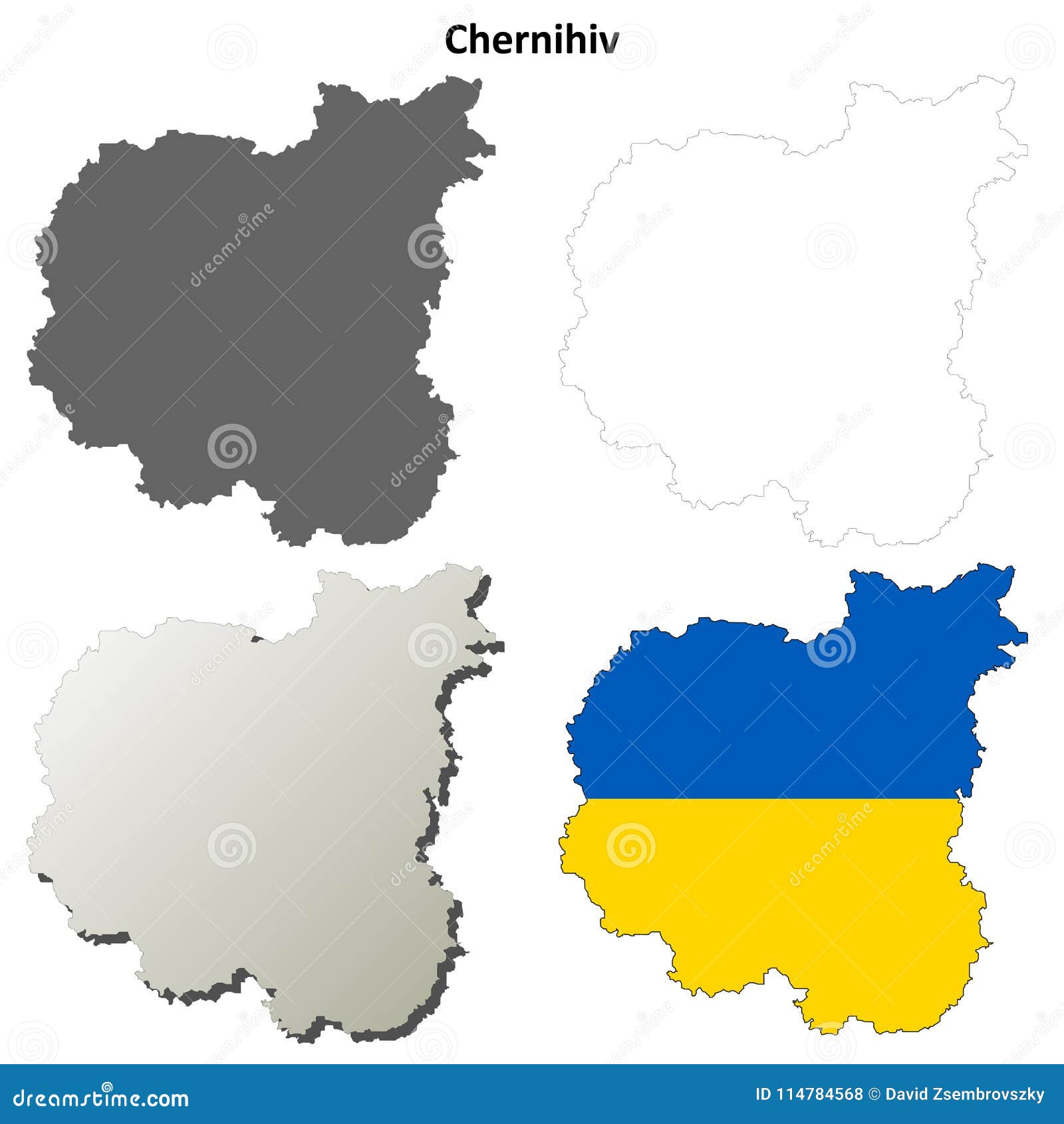 Chernihiv Blank Outline Map Set Vector Illustration | CartoonDealer.com ...