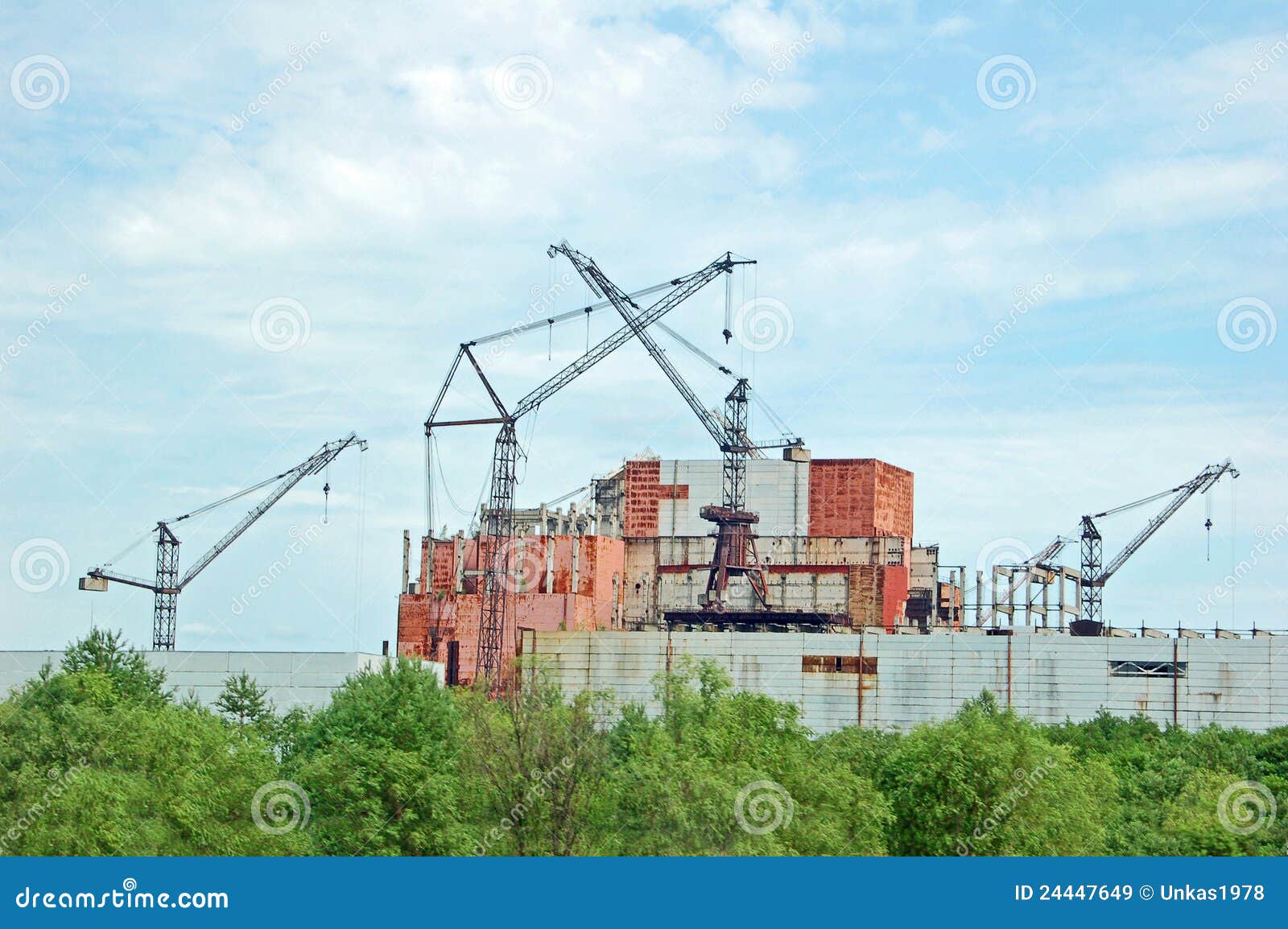 Chernobyl Nuclear Power Plant At Night. Layout Of Chernobyl Station ...