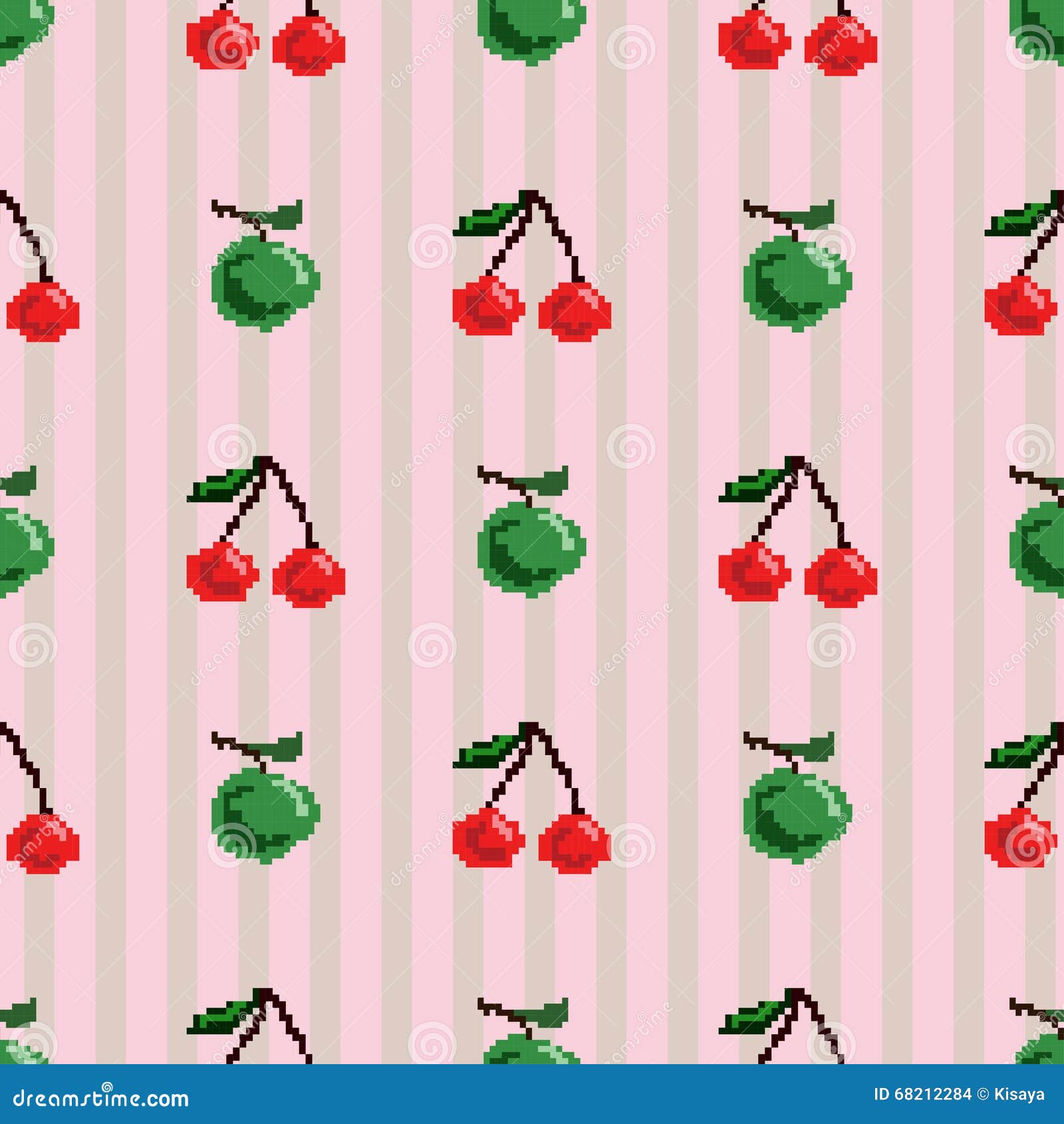 Pixel Art Cherries Pattern Stock Photo | CartoonDealer.com #189681564