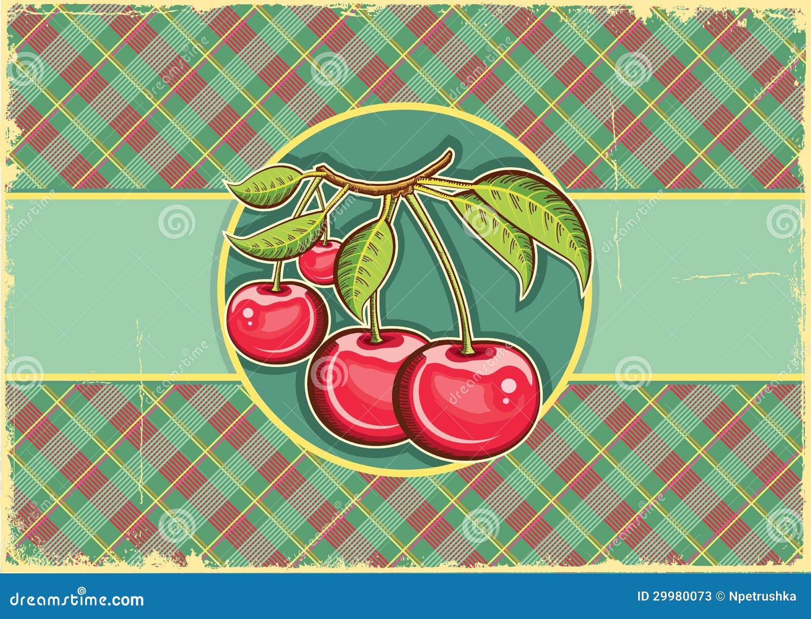 Cherries Background.Vector Vintage Label on Old Pa Stock Vector ...