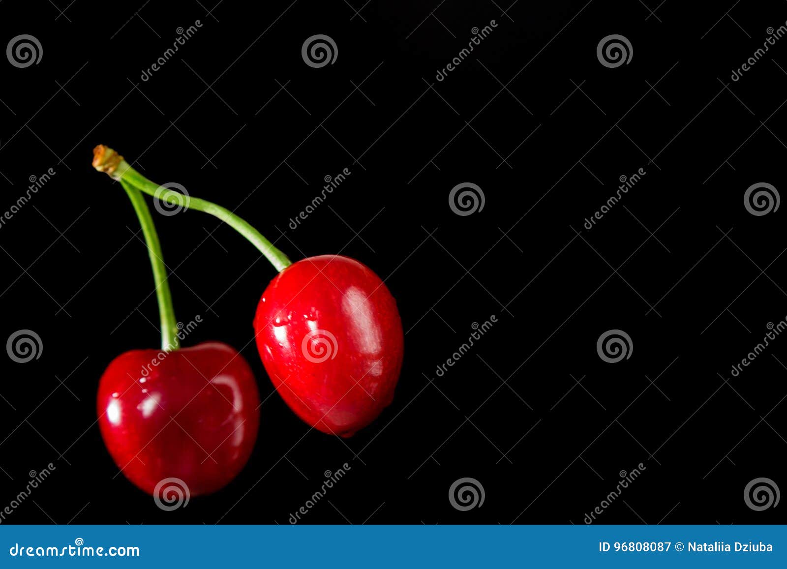 Cherries on a Black Background Stock Image - Image of organic, healthy ...