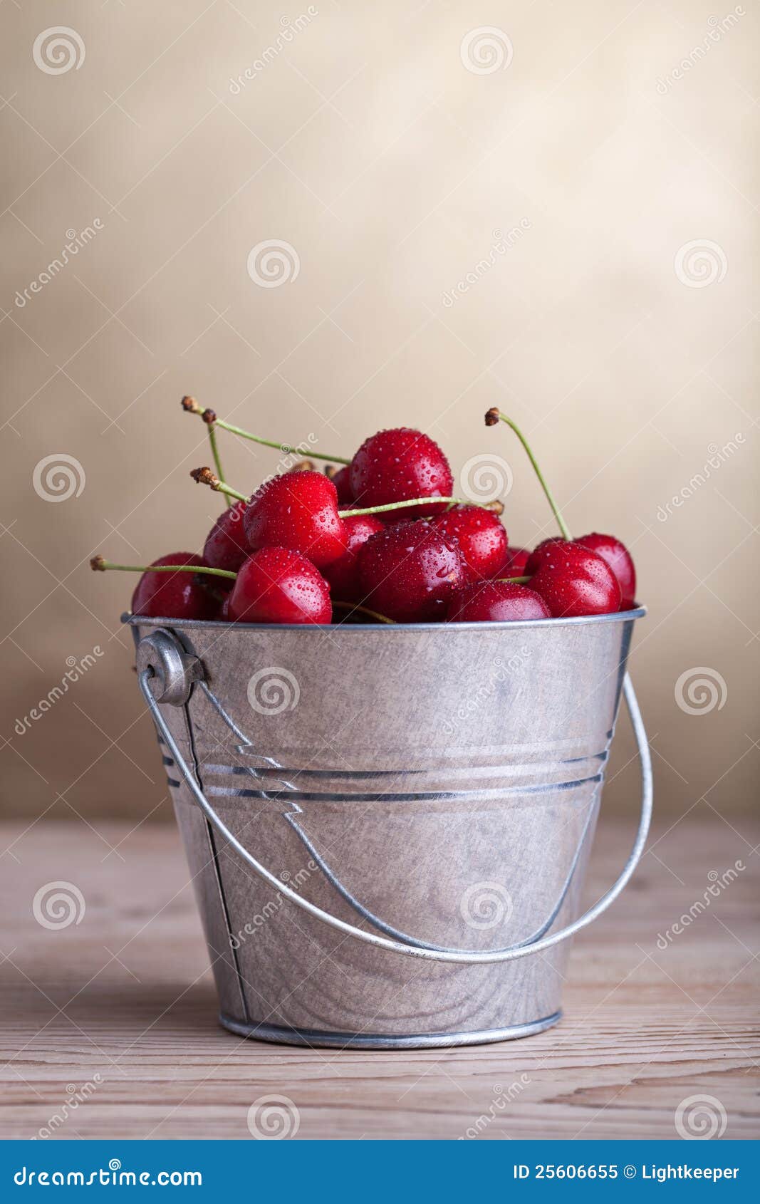 Cherries in a Bucket - Copyspace Stock Image - Image of delicious, bowl ...