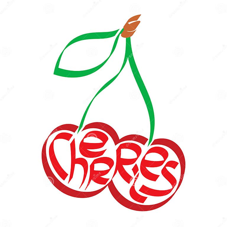 Cherries Calligraphy, Typography. Cherry Calligraphy, Typography. Fruit Typography. Stock Vector ...