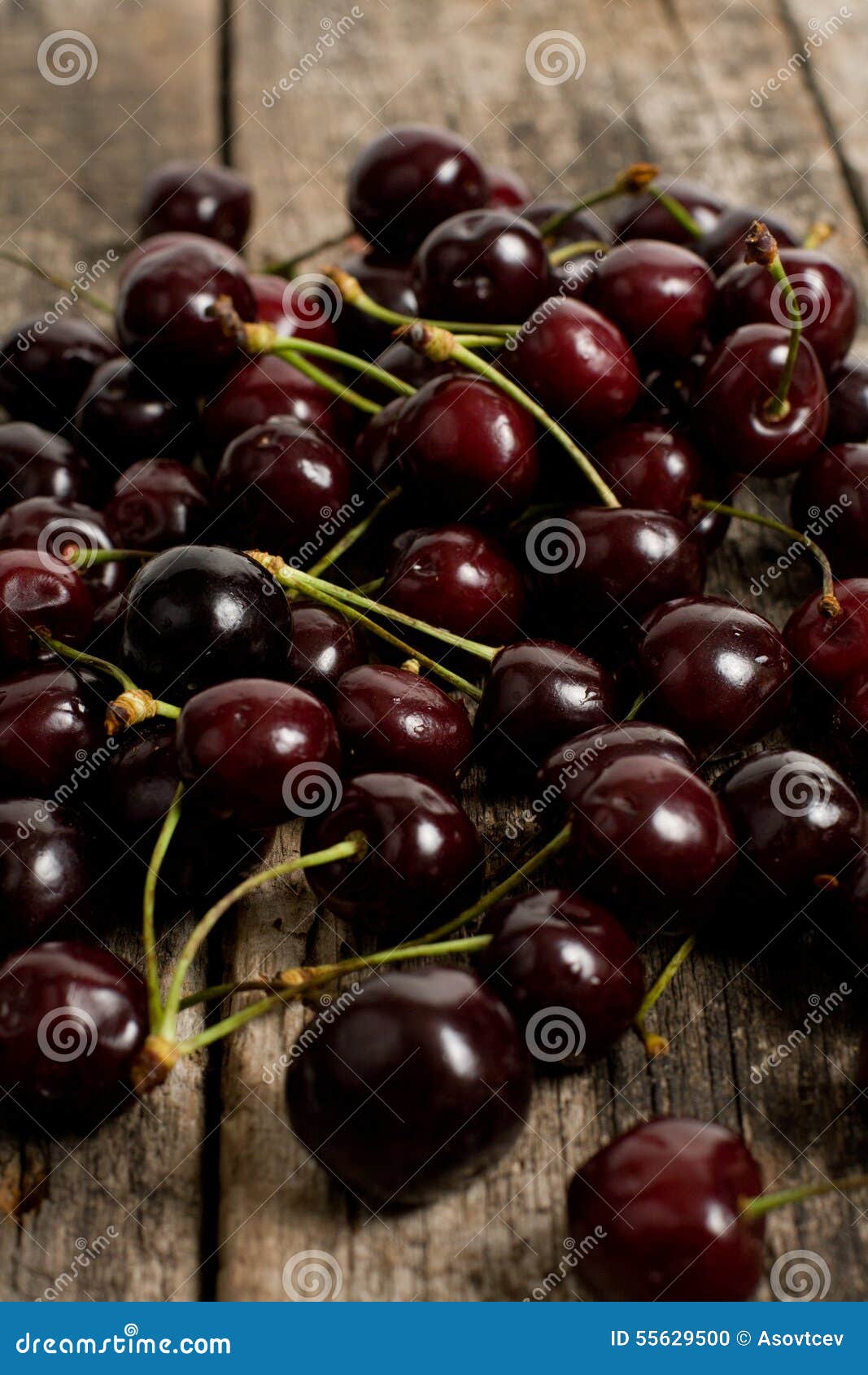 The Cherries Closeup on the Wood Stock Photo - Image of delicious ...