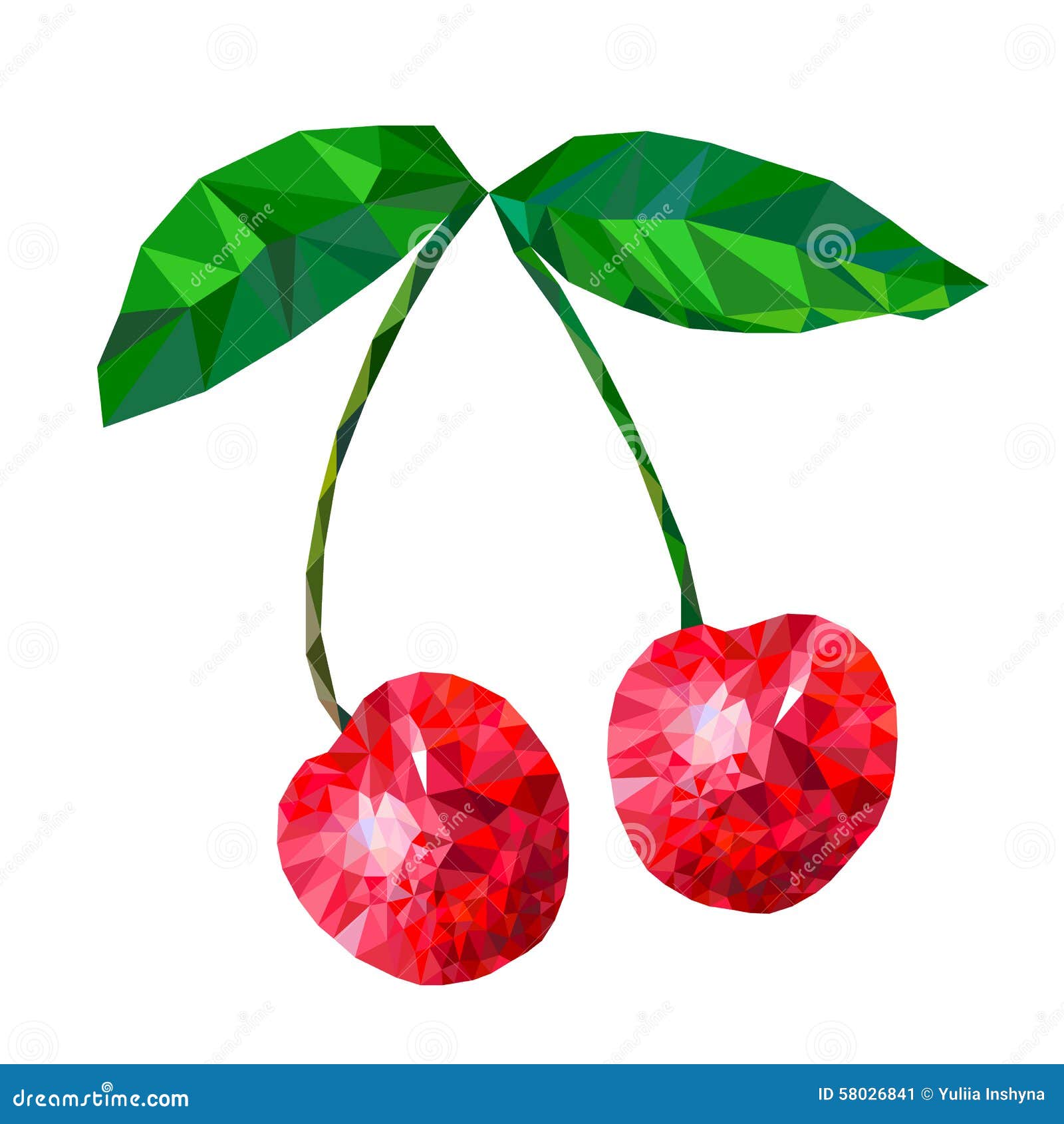 Cherries with Leaves, Triangles Stock Vector - Illustration of funny ...