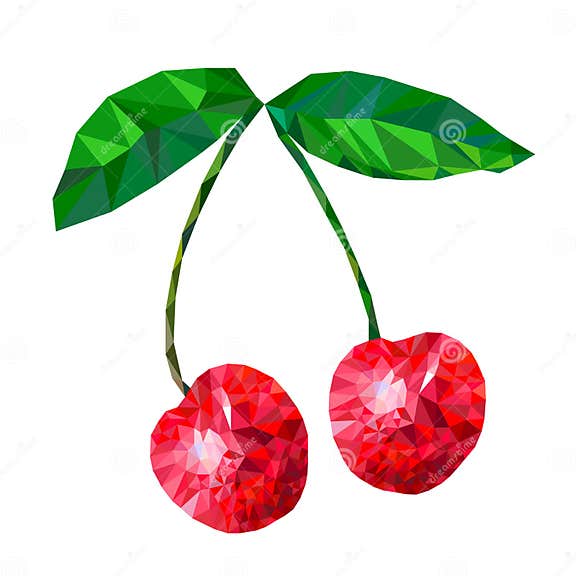 Cherries with Leaves, Triangles Stock Vector - Illustration of funny ...