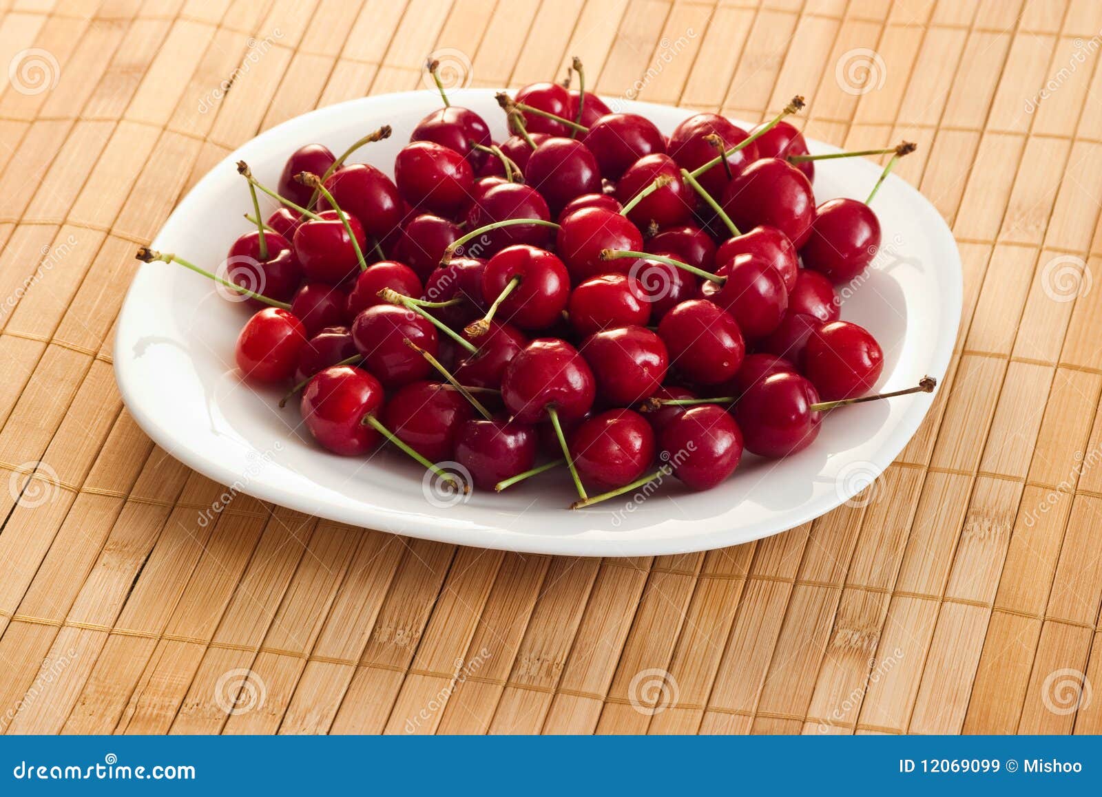 Cherries on plate stock image. Image of life, dessert - 12069099