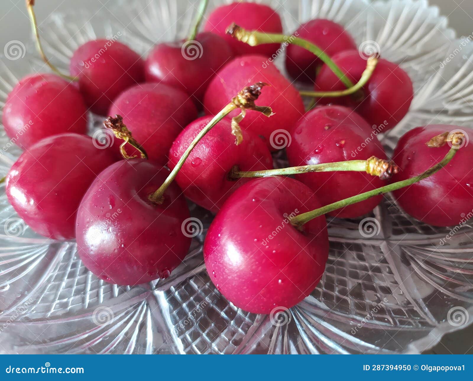 Cherries on a Plate, Close-up, Isolated. Stock Photo - Image of cherry ...