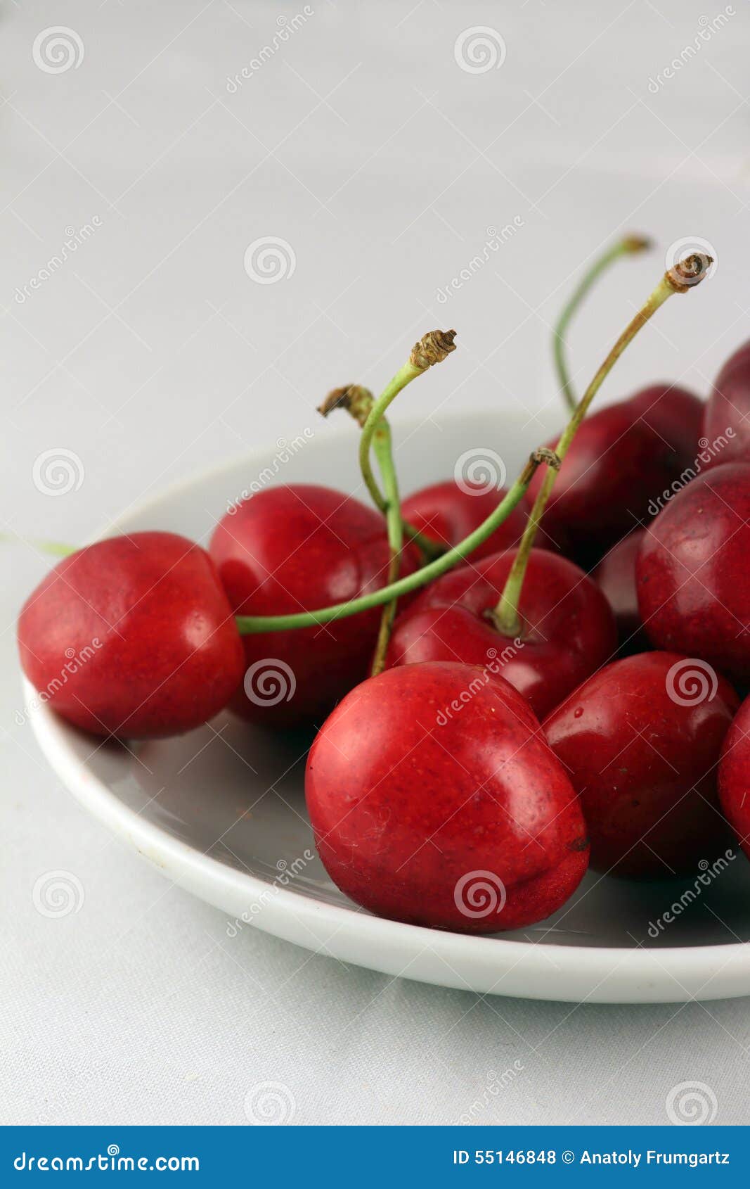 Cherries on a plate stock photo. Image of healthy, vegetarian - 55146848