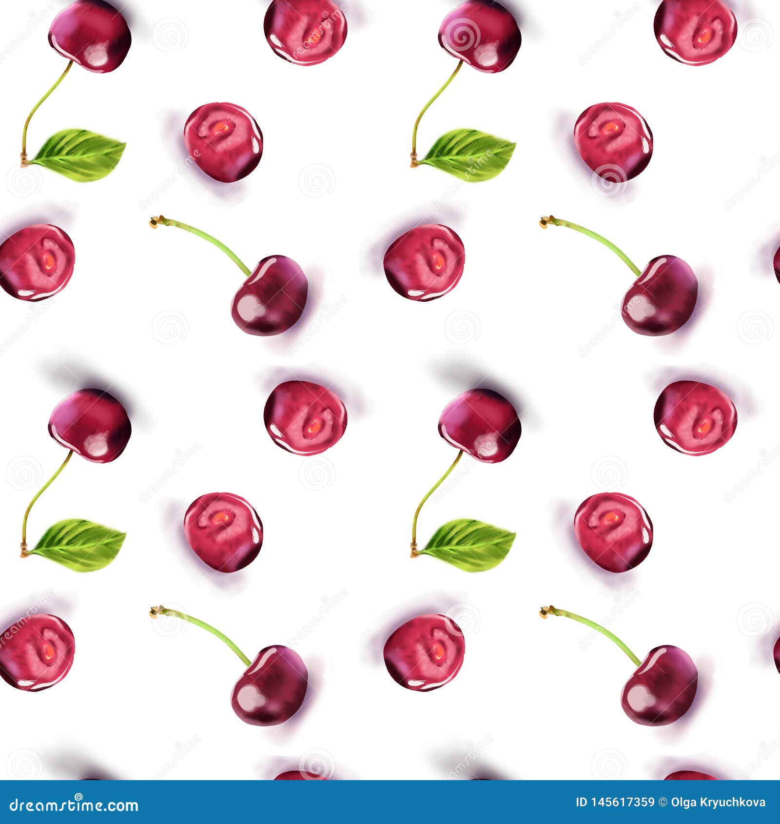 Cherries Red Repeat Pattern. Stock Illustration - Illustration of ...
