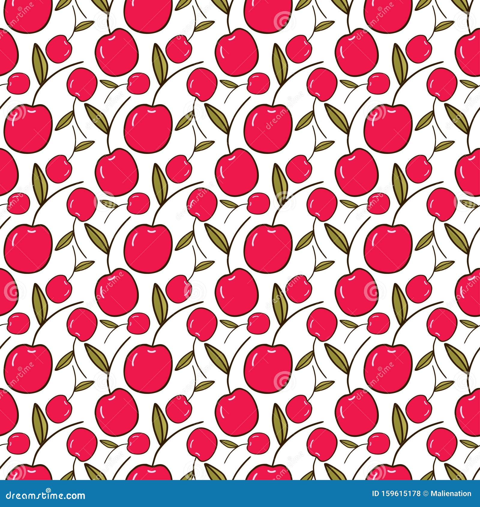 Cherries Seamless Pattern. Endless Repeating Background Texture. Cherry ...