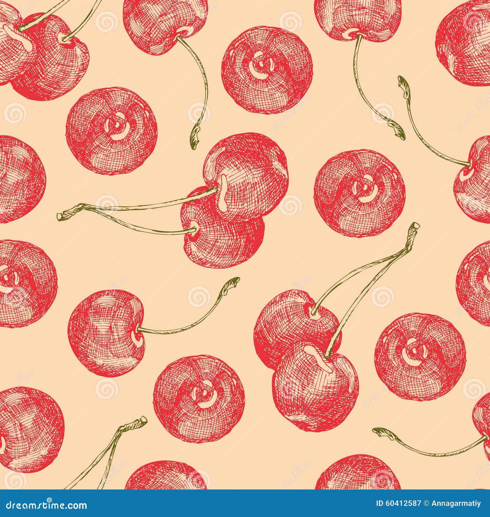 Cherries seamless pattern stock vector. Illustration of random - 60412587