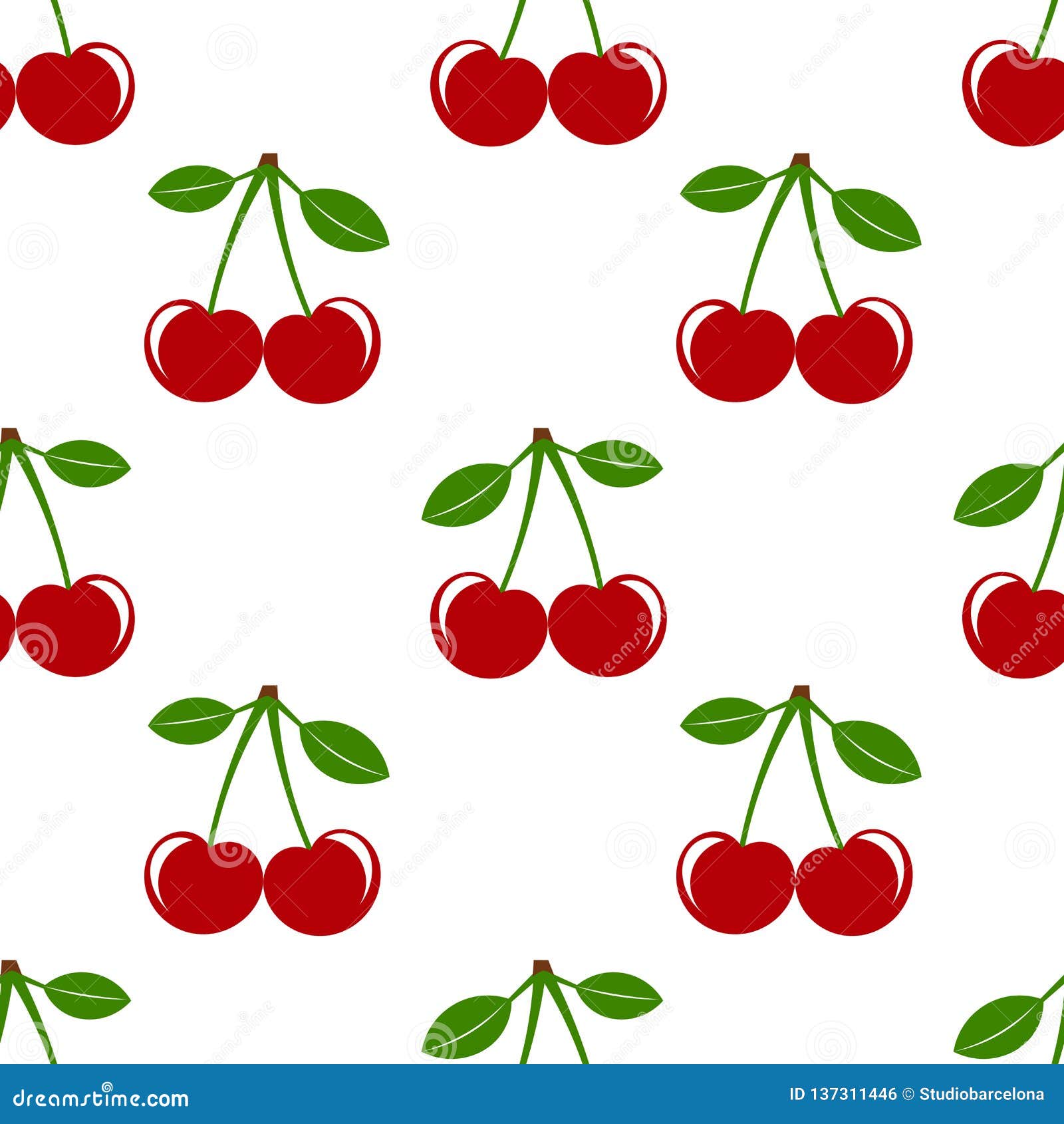 Cherries seamless pattern stock vector. Illustration of food - 137311446