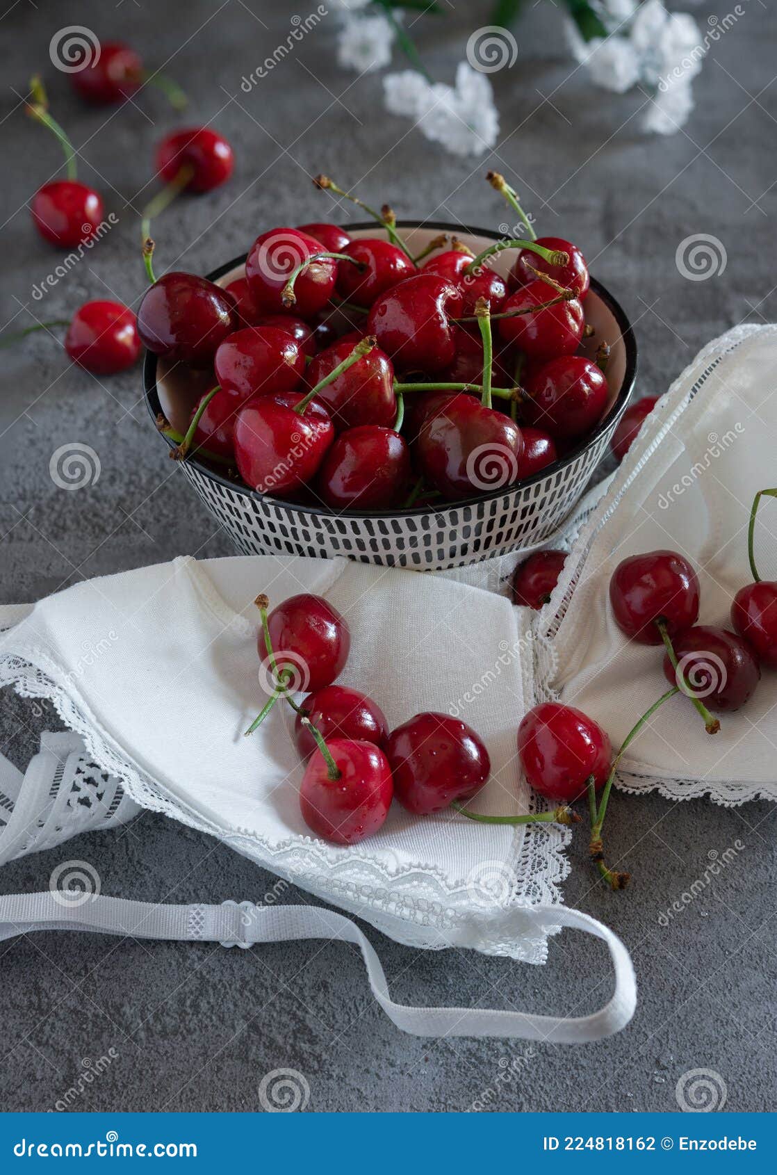 Cherries and bra stock photo. Image of color, organic - 224818162