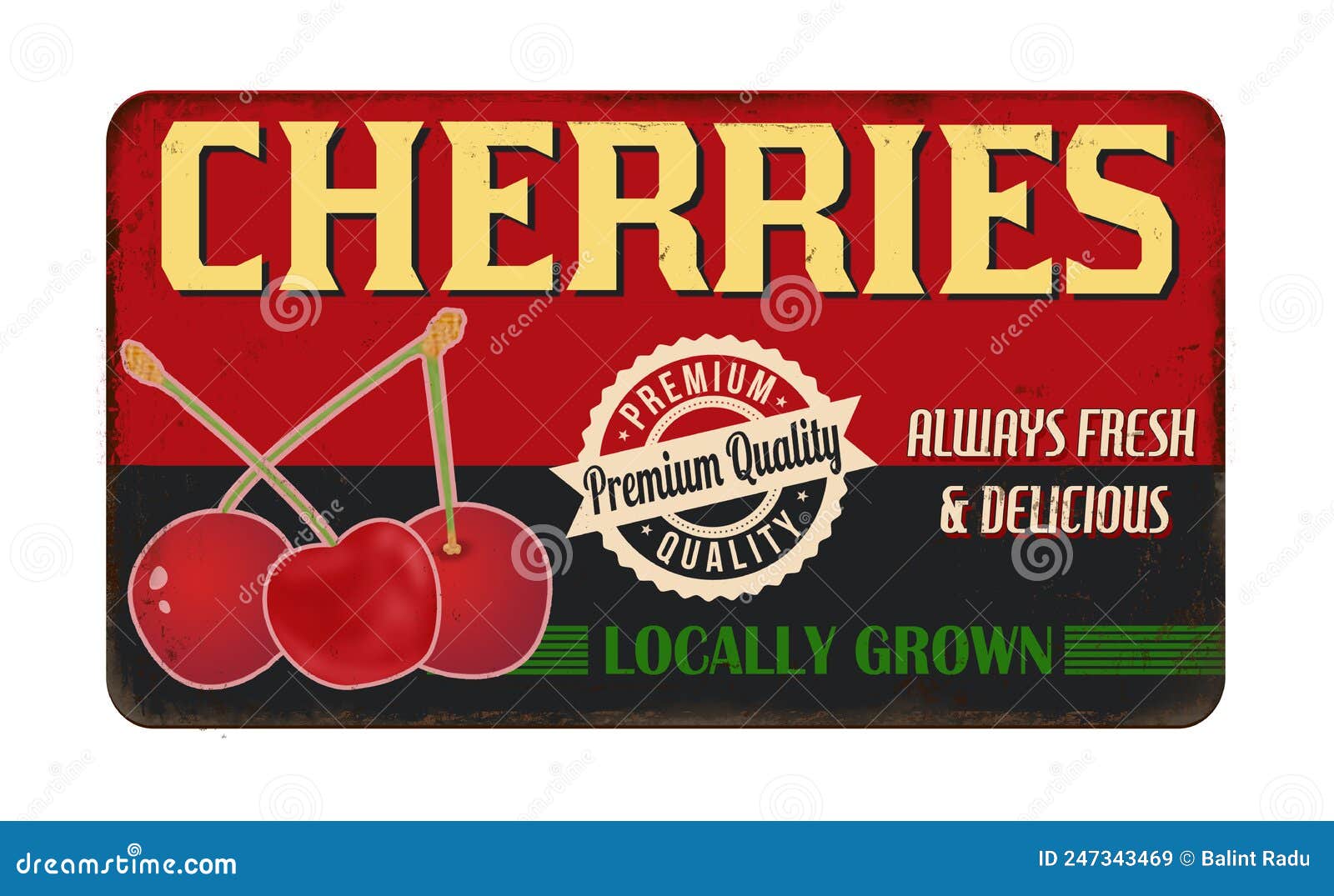 Cherries Vintage Rusty Metal Sign Stock Vector - Illustration of badge ...