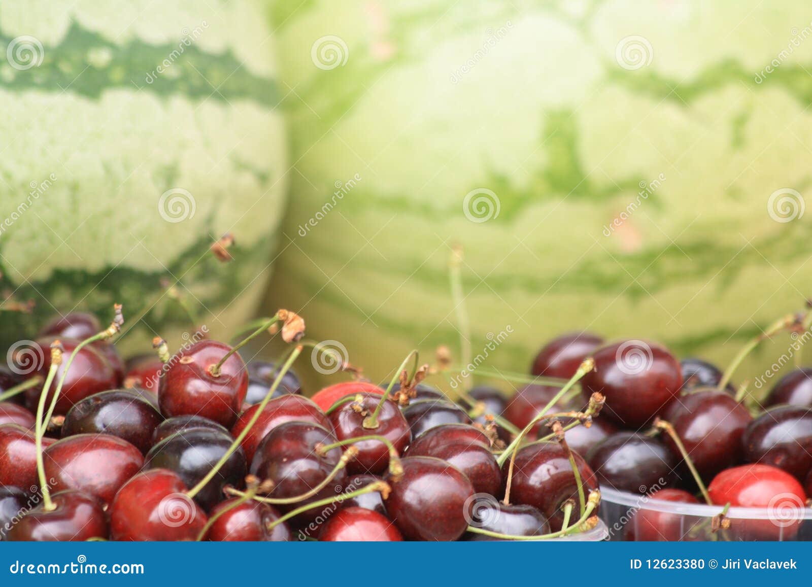 Cherries and water melons stock photo. Image of appetite - 12623380