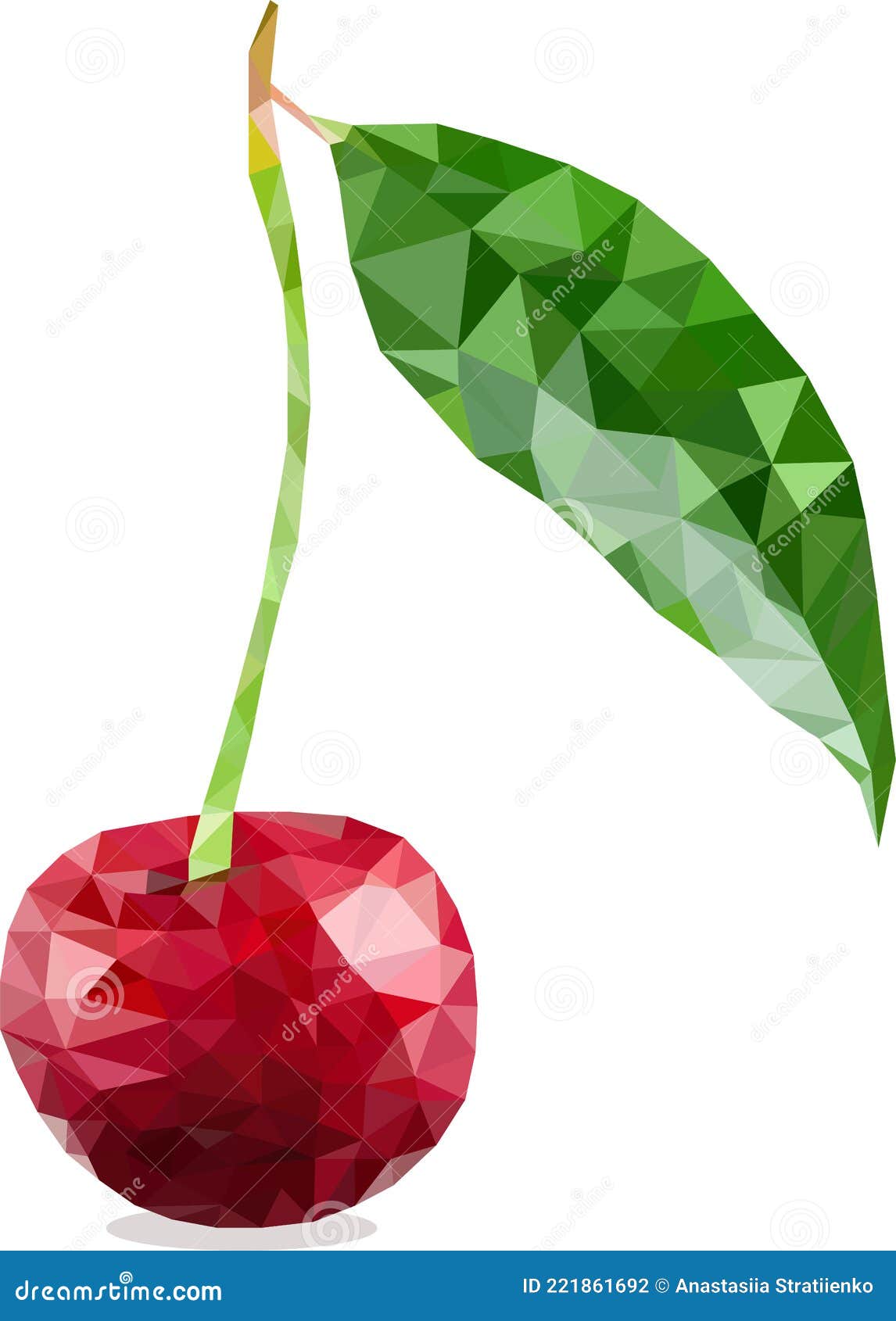 A Cherry Drawn from a Set of Triangles Stock Vector - Illustration of ...