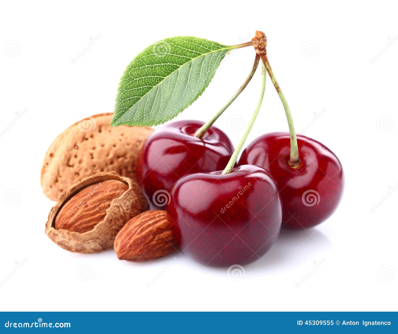 Cherry with almonds stock image. Image of nuts, sweet - 45309555