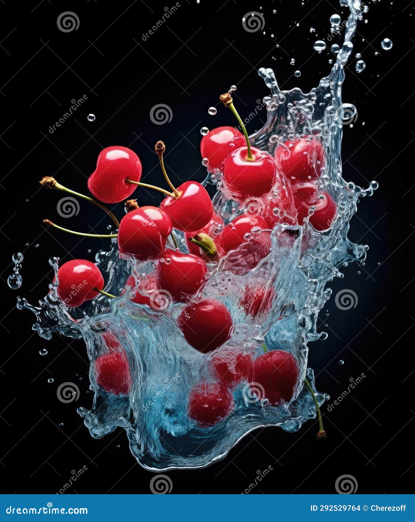 Cherry Berries Falling into the Water, Splashing Stock Photo - Image of ...