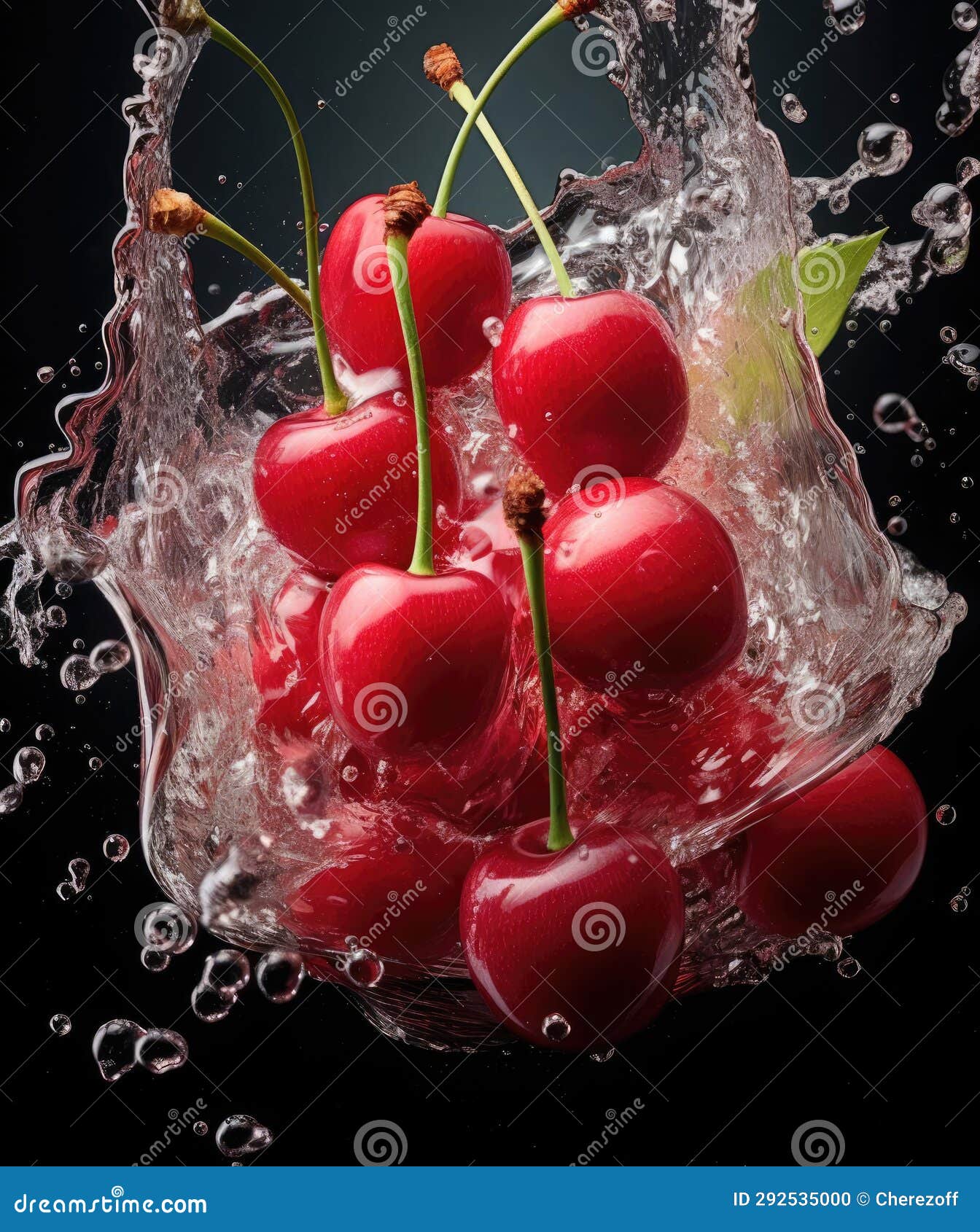 Cherry Berries Falling into the Water, Splashing Stock Photo - Image of ...