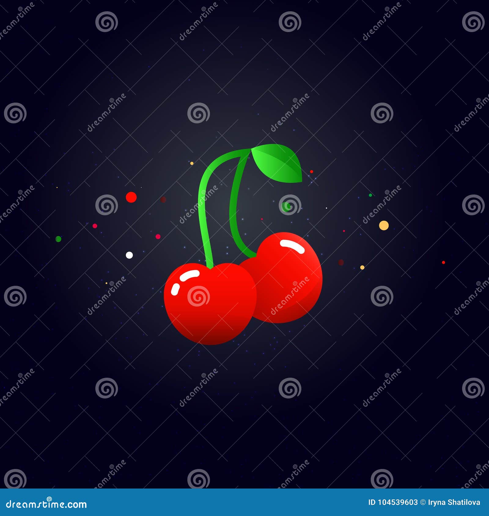 Cherry Concept. Flat Cherry Vector Illustration Stock Vector ...