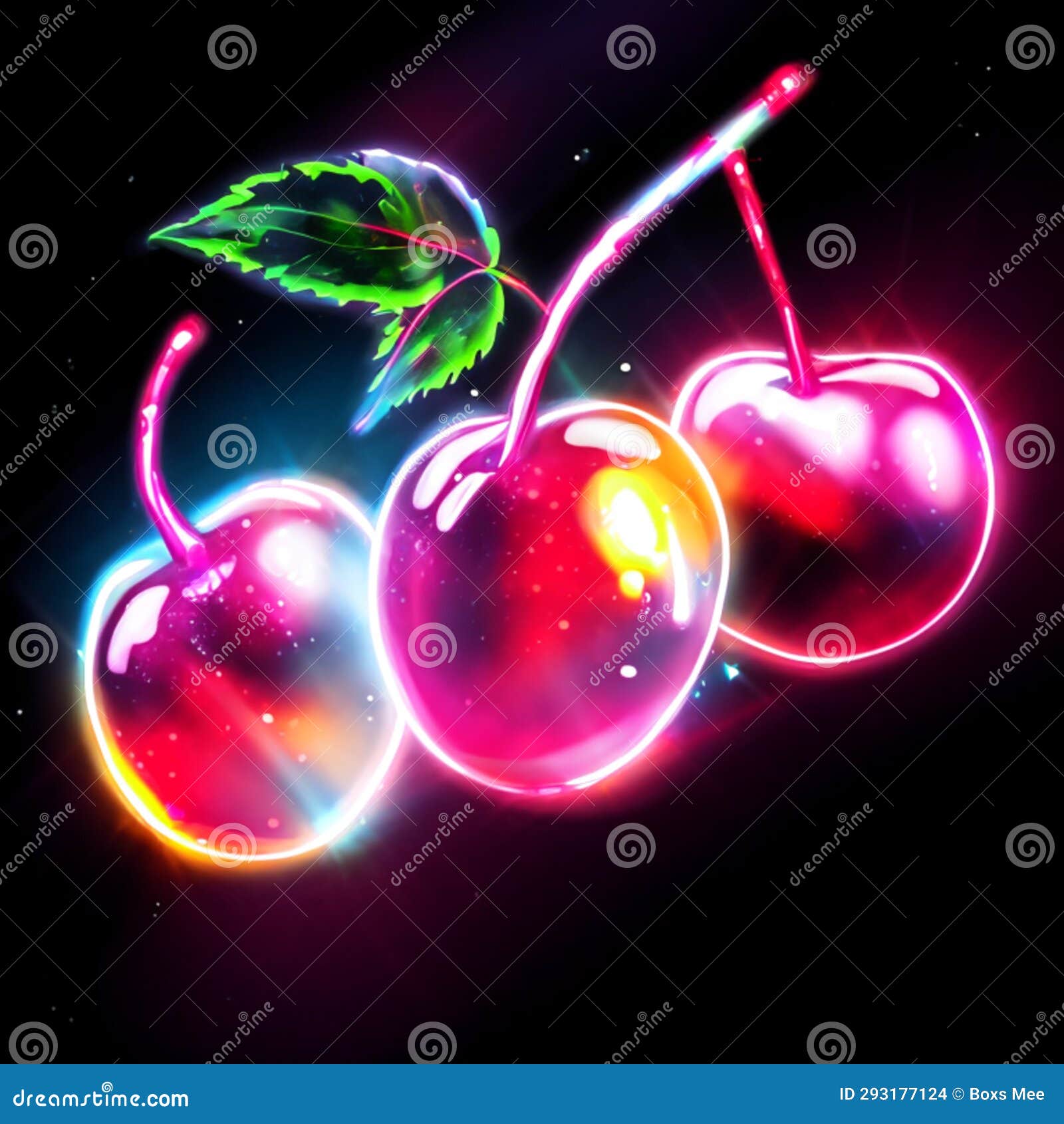 Cherry on Black Background. Vector Illustration of Cherries on Black ...