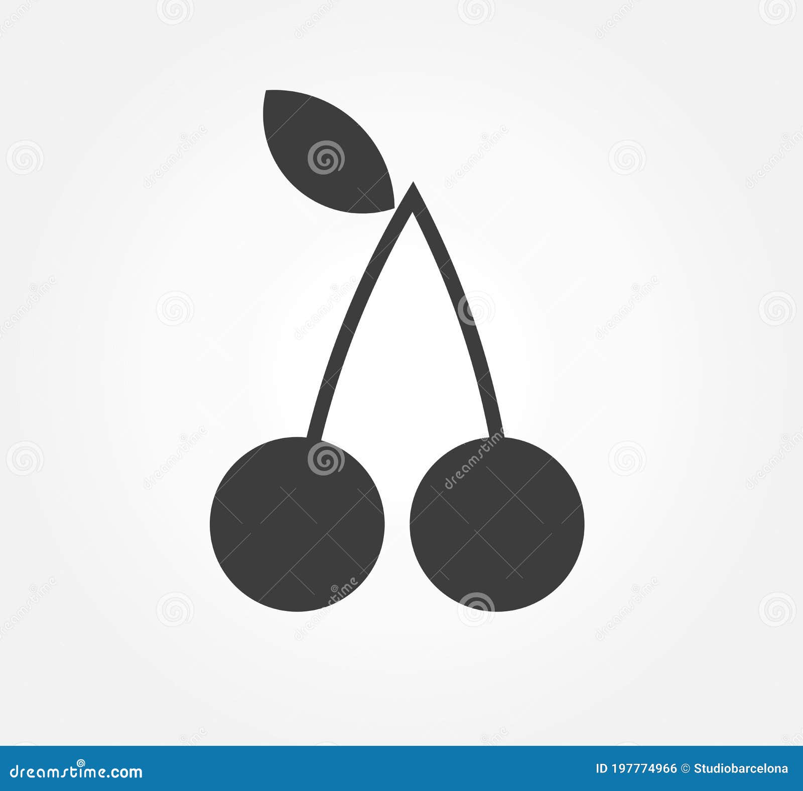 Cherry - Black Vector Silhouette For Pictogram Or Logo. Cherry With A ...