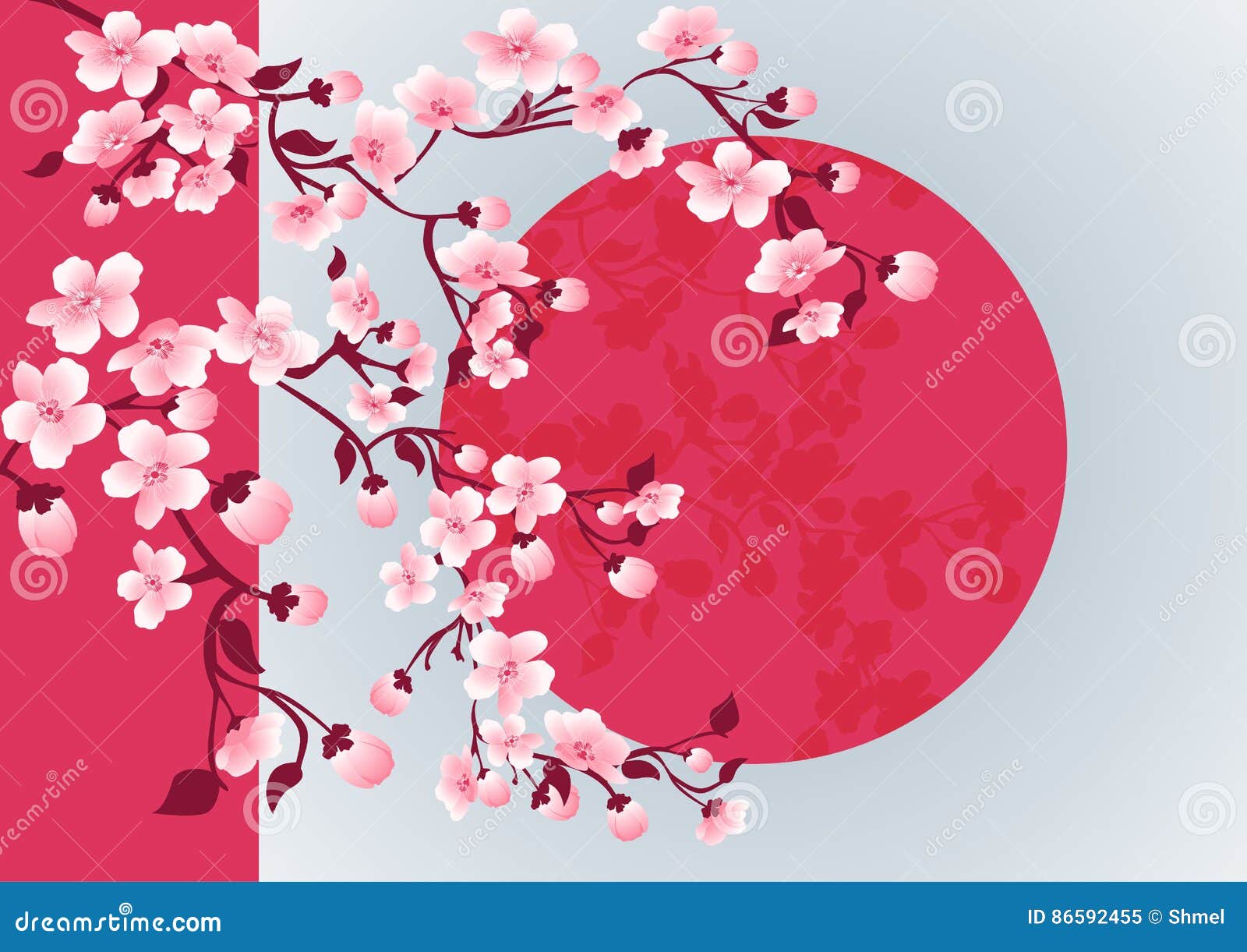 Cherry Blossom Art Picture. Vector Sakura Tree Stock Vector ...