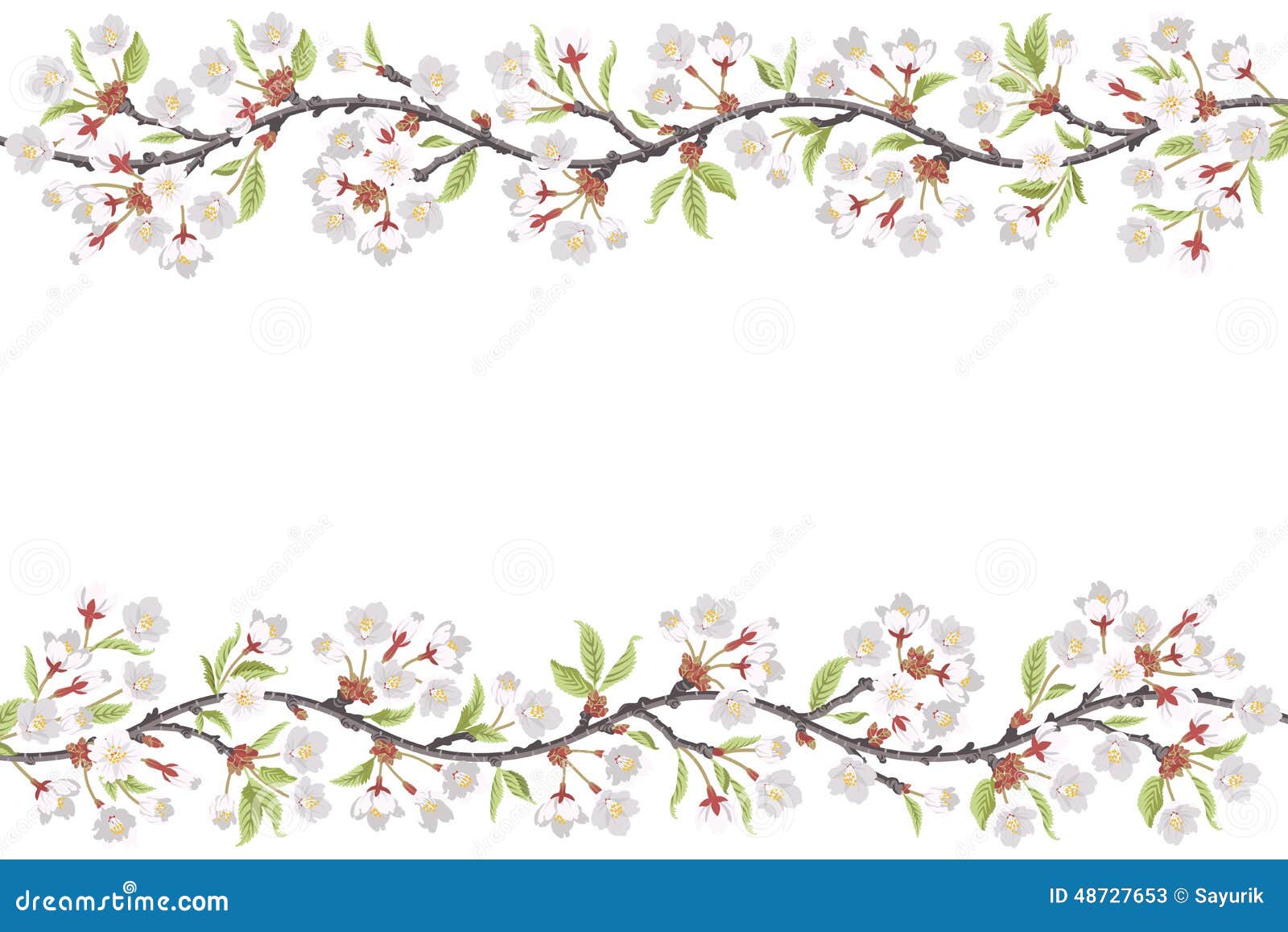 Cherry Blossom Branch Frame Stock Vector - Illustration of pale, branch ...