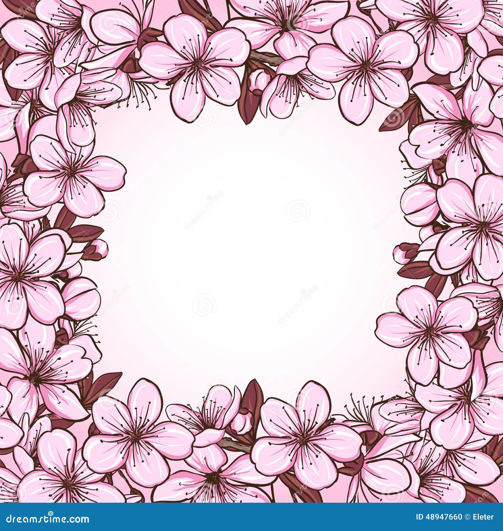 Cherry blossom frame stock vector. Illustration of flower - 48947660