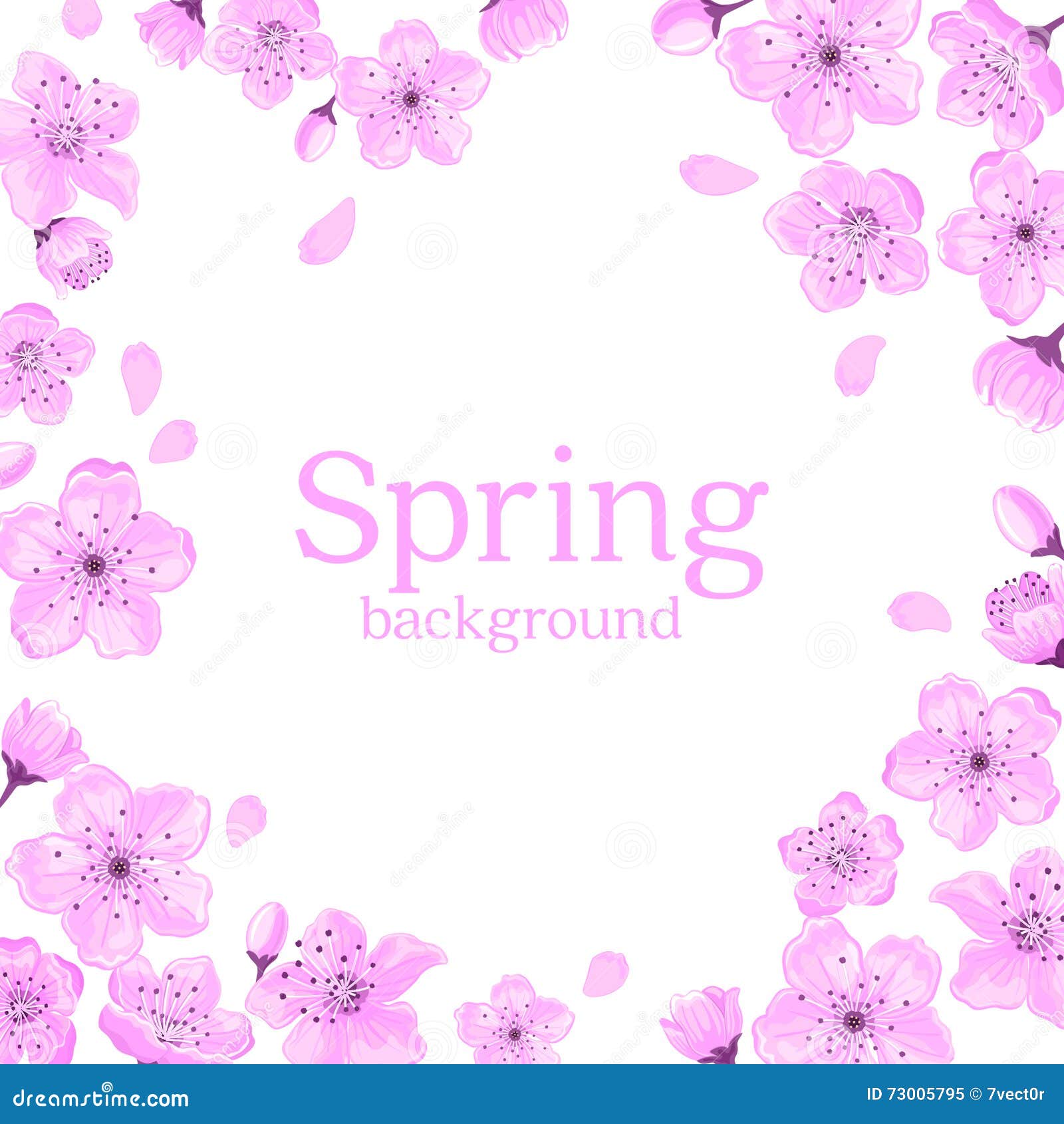Cherry Blossom Frame Greeting Card Template Stock Vector - Illustration ...